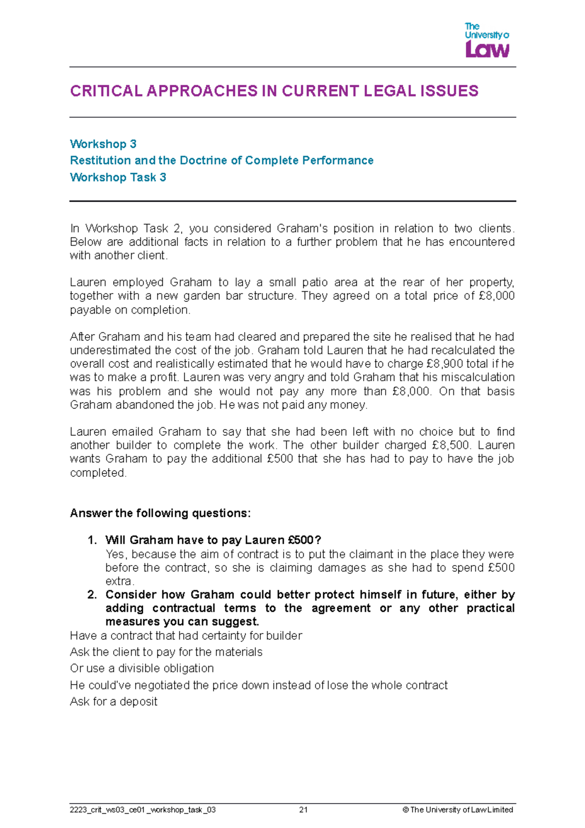 Critical App unit 3 task 3 - CRITICAL APPROACHES IN CURRENT LEGAL ...