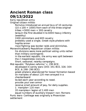 Ancient Roman class 09 - these notes are about the early republican ...