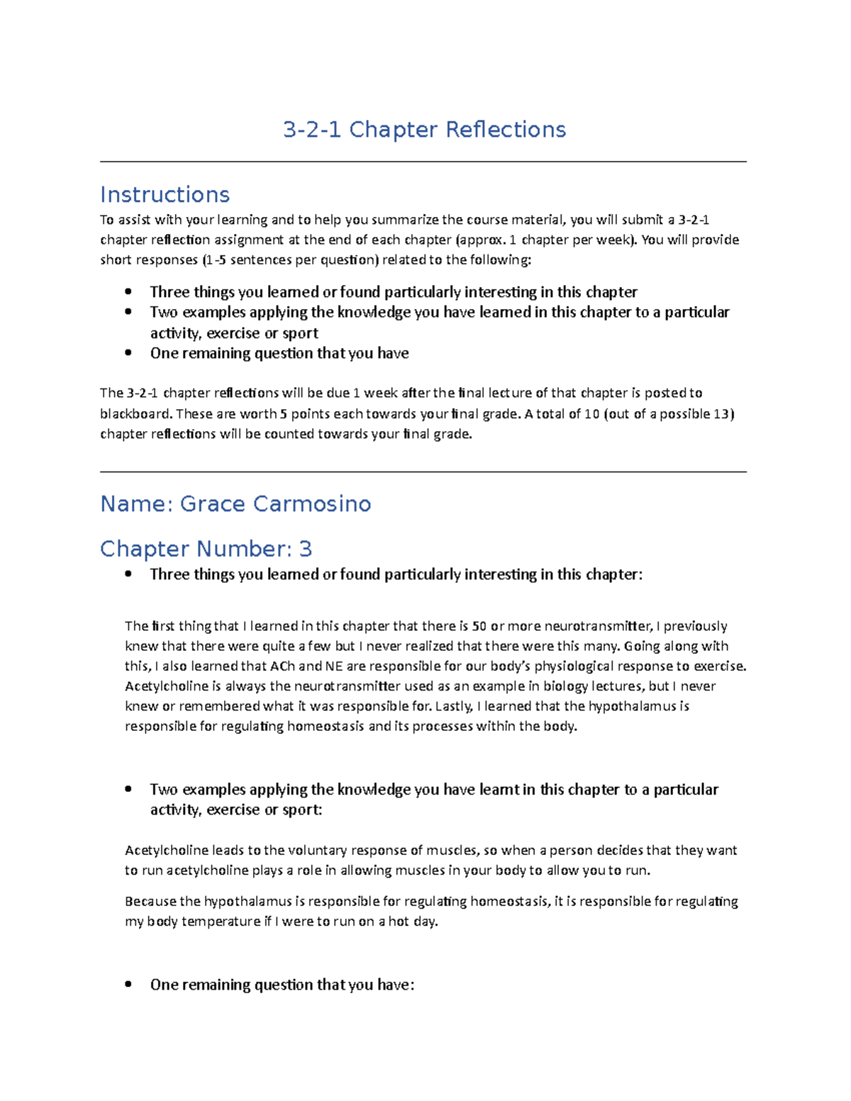 3-2-1 Chapter reflections - 3-2-1 Chapter Reflections - Studocu