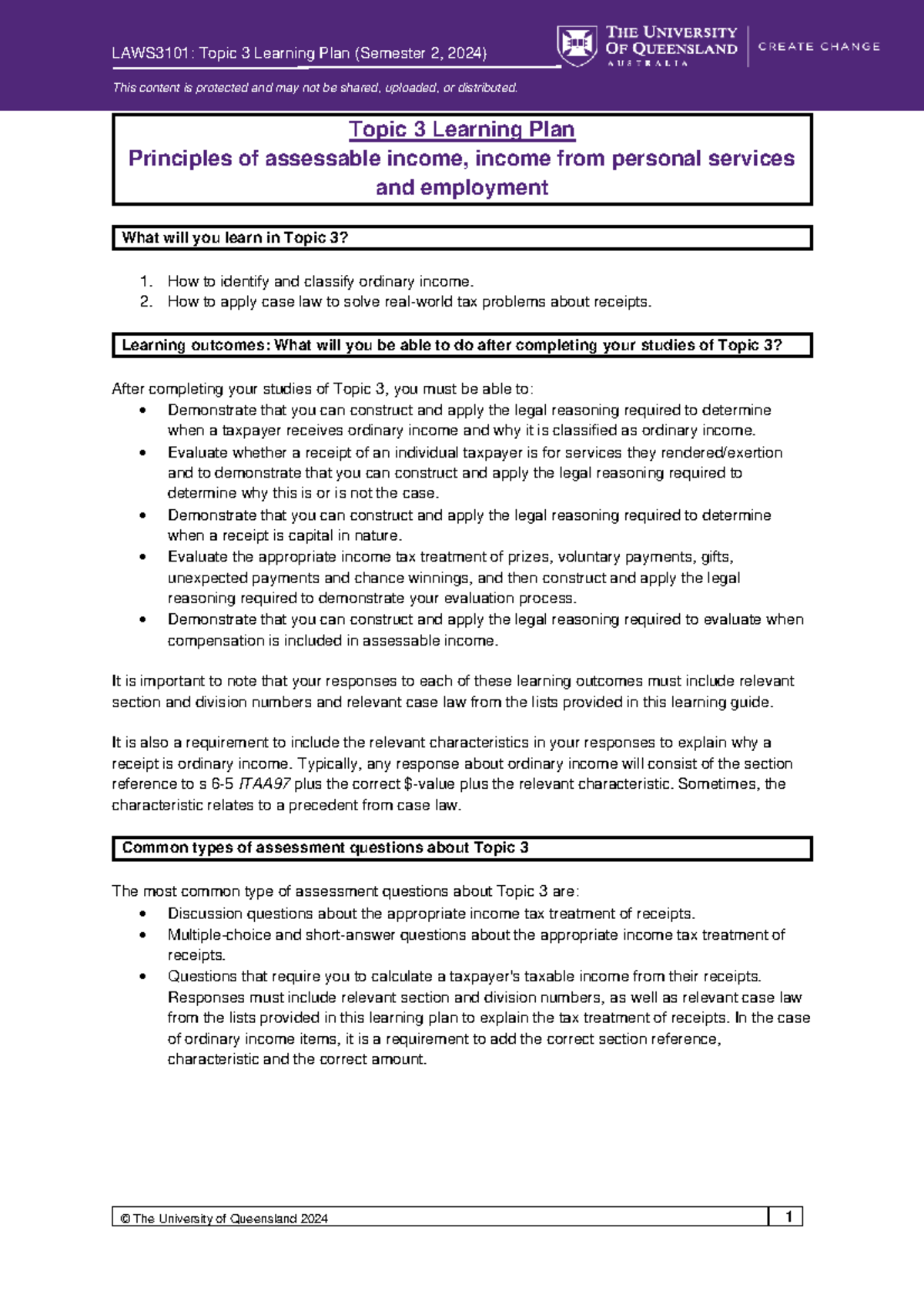 LAWS3101 Topic 3 Learning Plan Sem 2 of 2024 - LAWS3101: Topic 3 ...