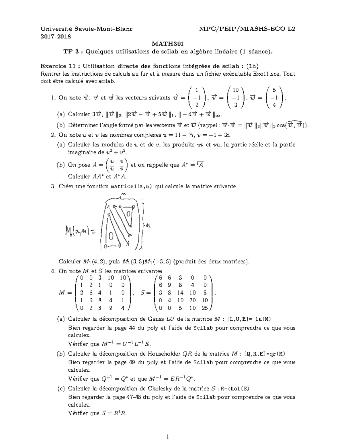 MATH301 TP3 - TP3 Méthode numérique - Universit´ e Savoie-Mont-Blanc 2017-2018 MPC/PEIP/MIASHS ...