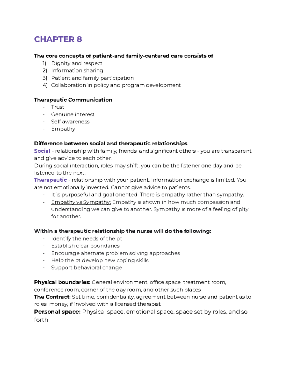 Week 3 MH - Mental health - CHAPTER 8 The core concepts of patient-and family-centered care ...
