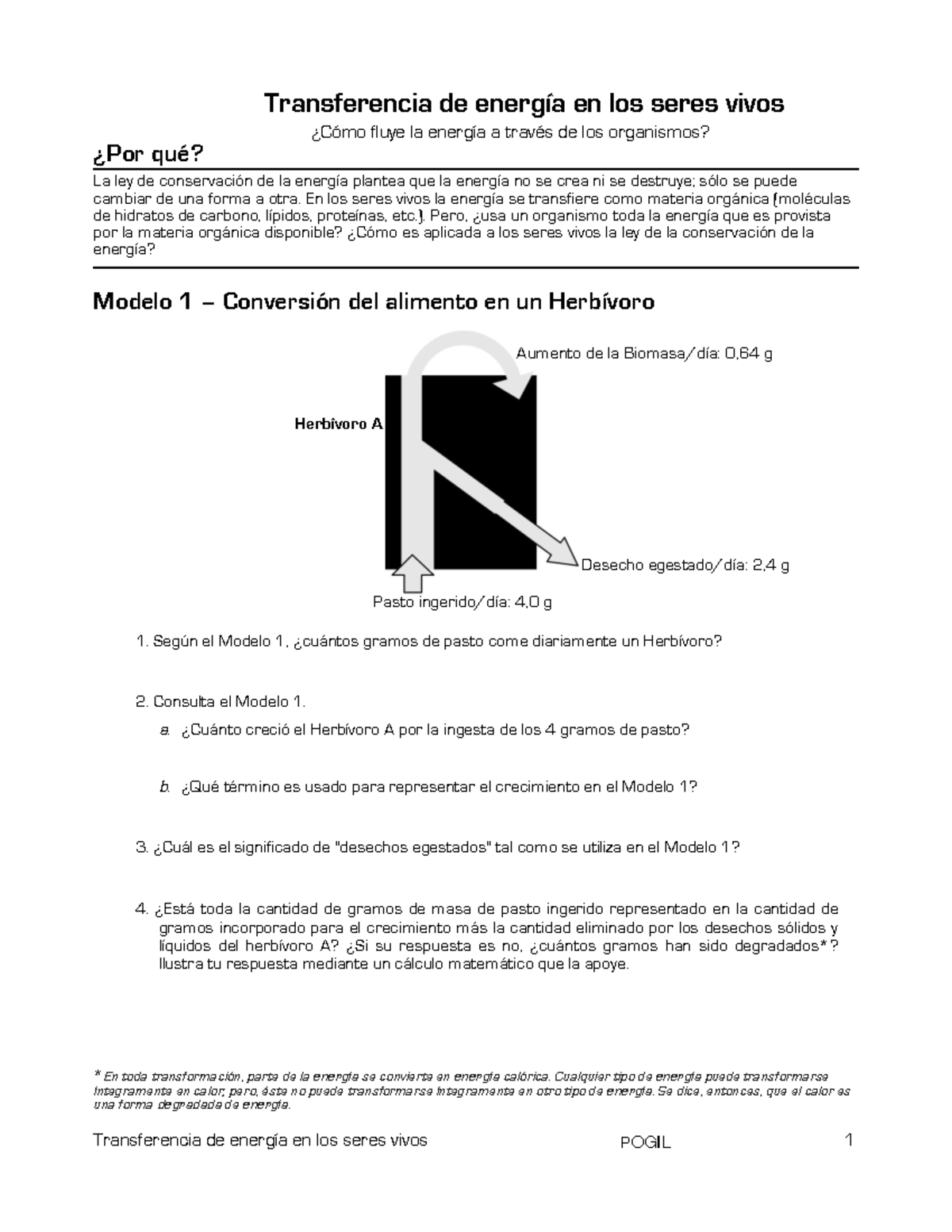 Transferencia de energia en los seres vivos - Transferencia de energía ...
