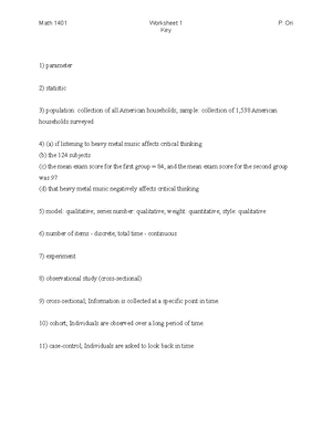 MATH 1401 final exam - FINAL EXAM MATH 1401, Elementary Statistics Dr ...