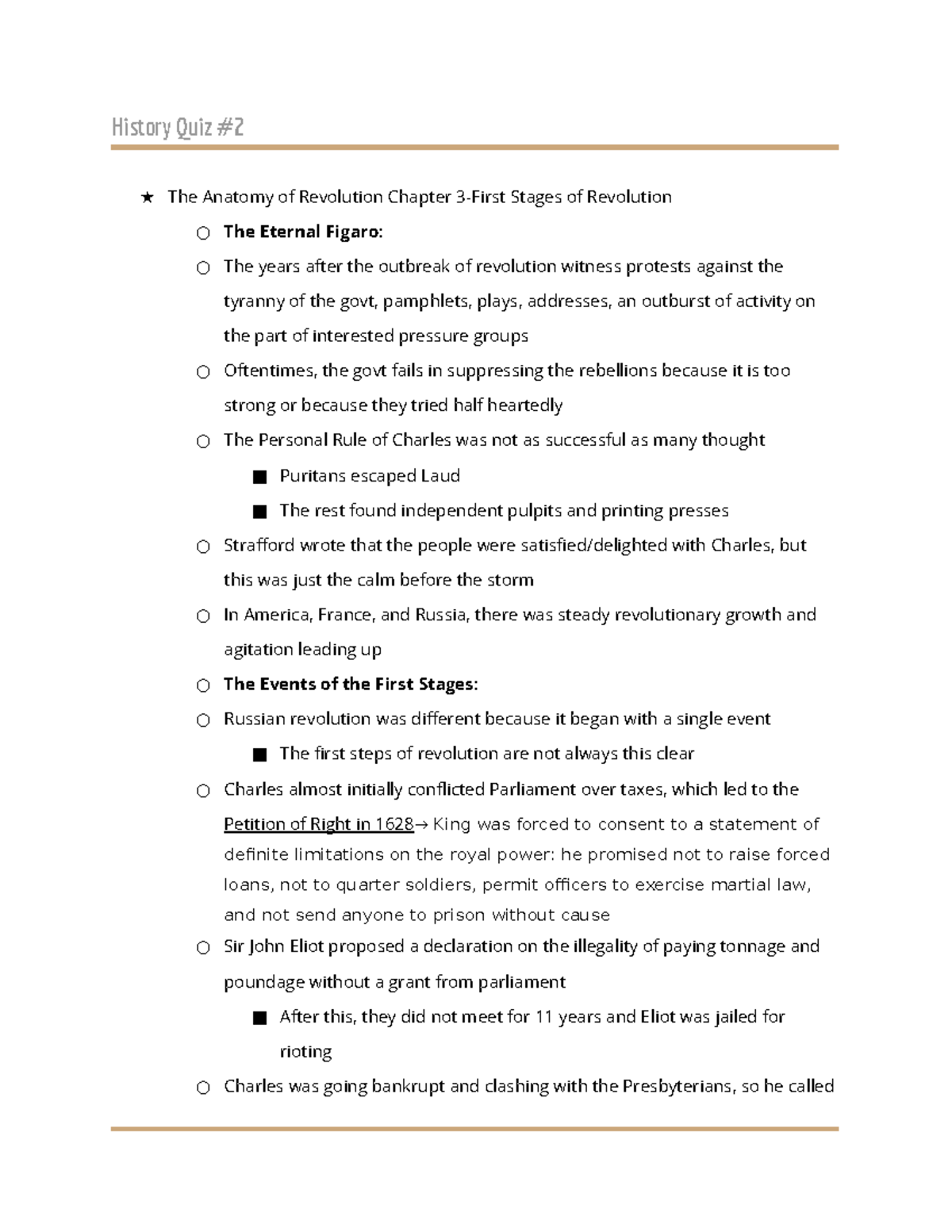 History quiz 2 - Anatomy of revolution, the role of force, stages of ...