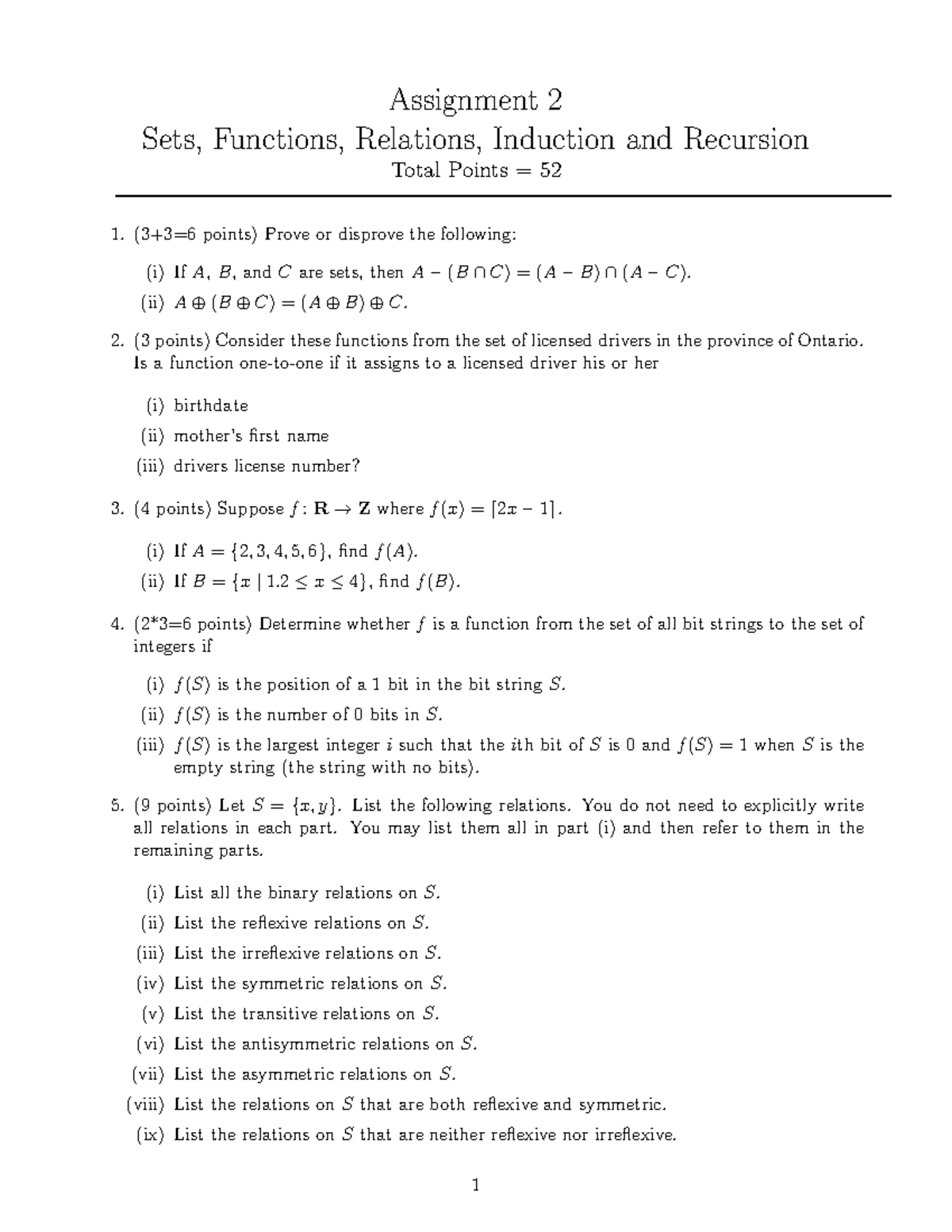 Assignment 2 - (ii) A ⊕ (B ⊕ C) = (A ⊕ B) ⊕ C. (3 points) Consider ...