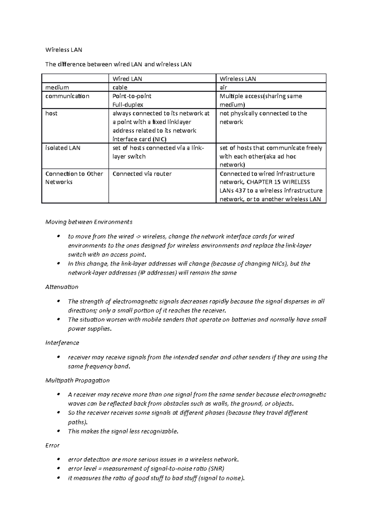 Wireless LAN - Wireless LAN The difference between wired LAN and ...