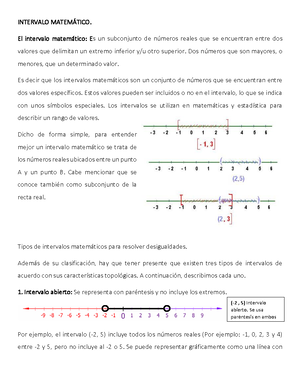 Repaso Intervalos - Elige la opción correcta y subráyala con un color rojo: 1.- El intervalo ...