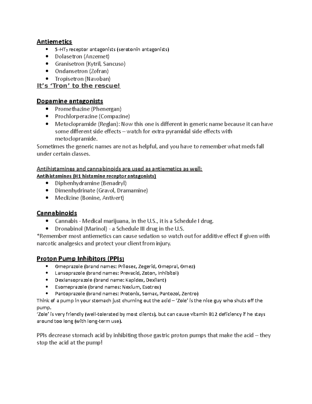 Pharm 2 review - Nursing - Antiemetics 5-HT 3 receptor antagonists ...