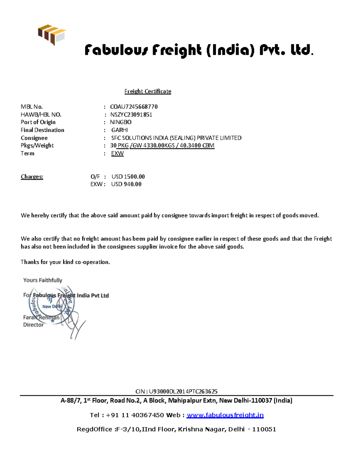 SEA FRT Minth - Summary Machine learning - Fabulous Freight (India) Pvt ...
