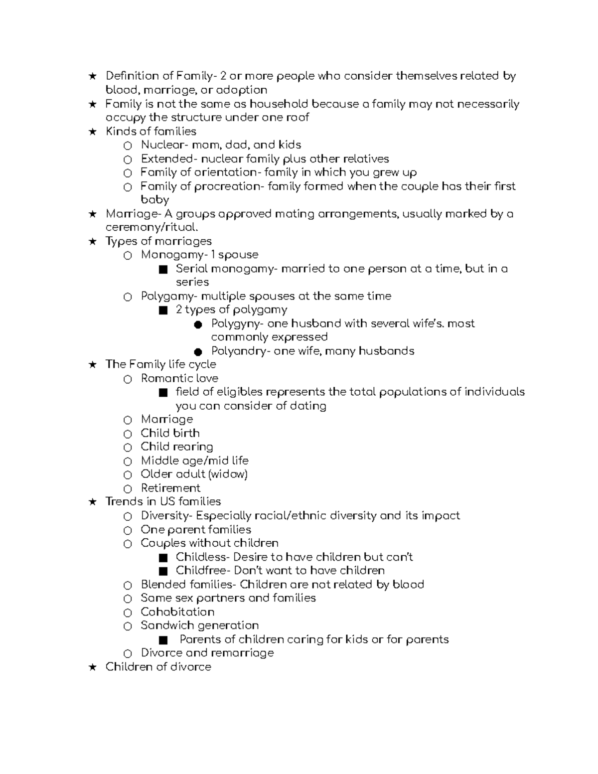 Chapter 16- Family - ★ Definition of Family- 2 or more people who ...