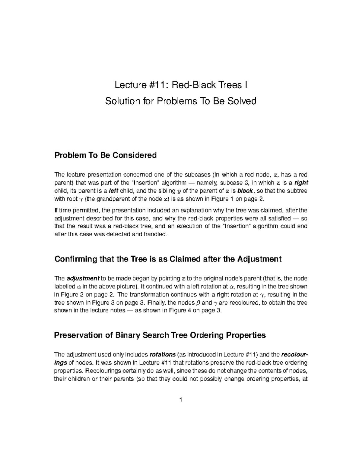 Red-Black Trees I - Lecture #11: Red-Black Trees I Solution for ...