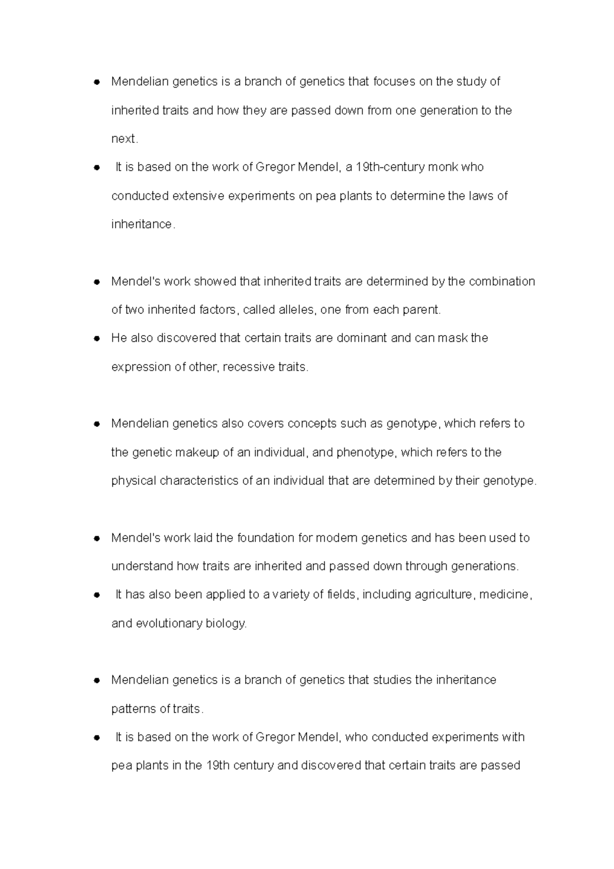 Mendelian Genetics - lecture notes on pedigree - Mendelian genetics is ...