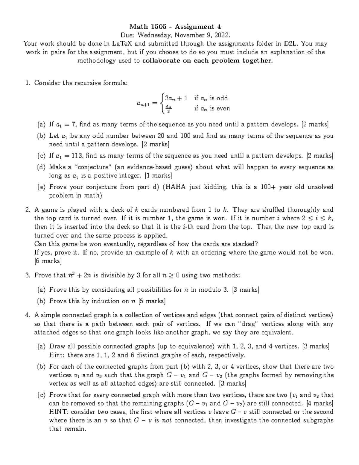 1505assignment 4 Math 1505 Assignment 4 With Keira Gunn Math 1505 Assignment 4 Due 
