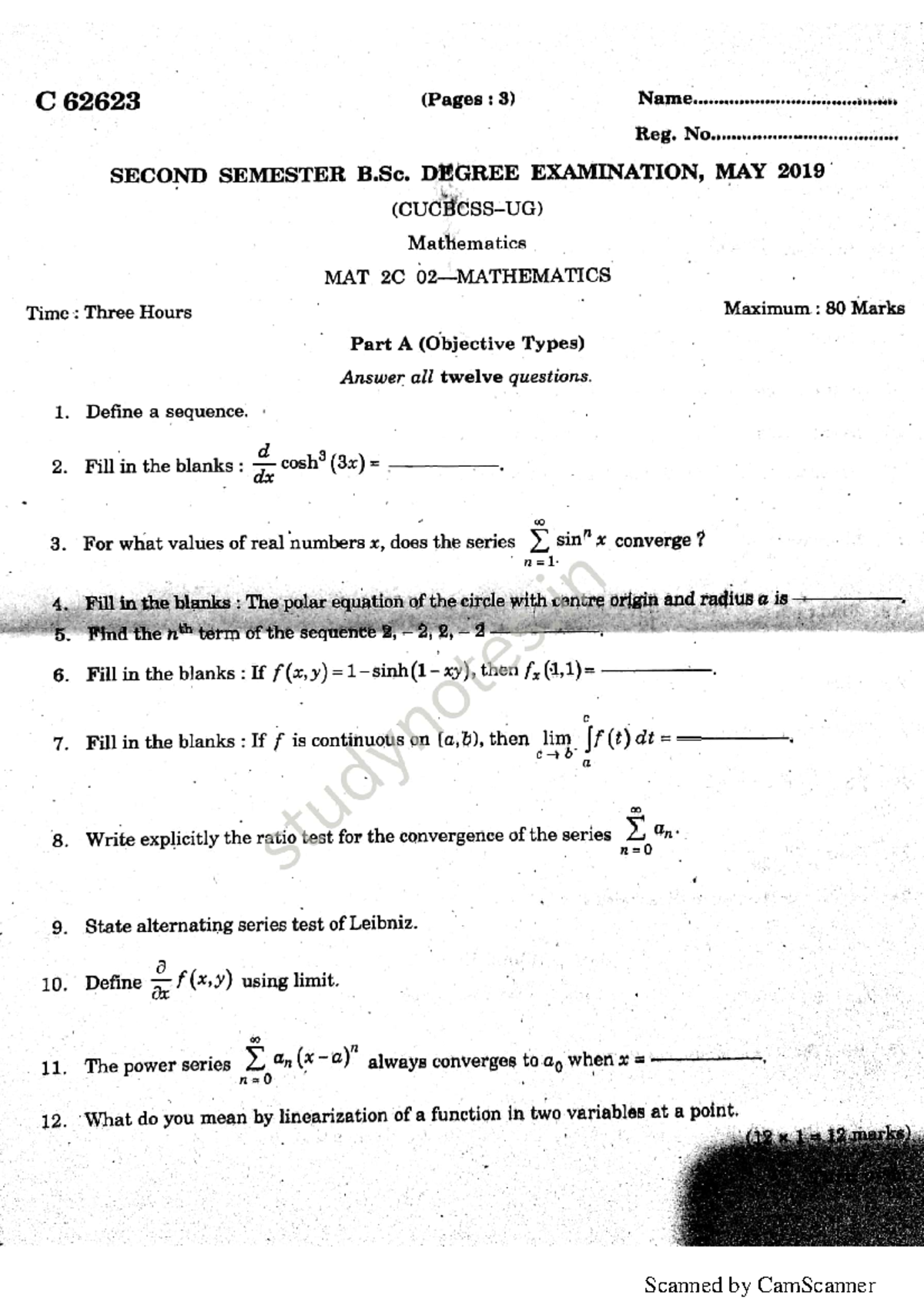 CS SEM2 Mathematics MAY 2019 - Scanned by CamScanner Scanned by CamScanner - Studocu