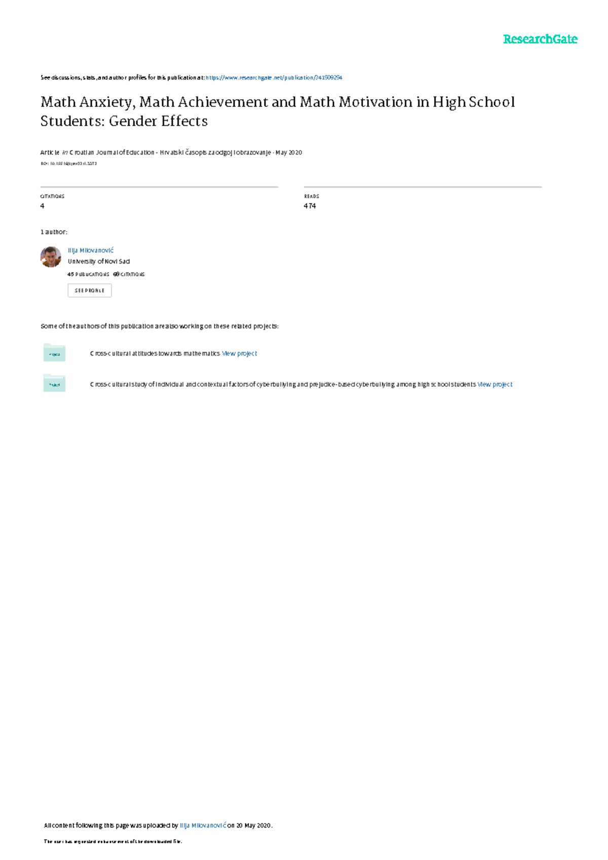 Math Anxiety Math Achievementand Math Motivationin High School - See ...