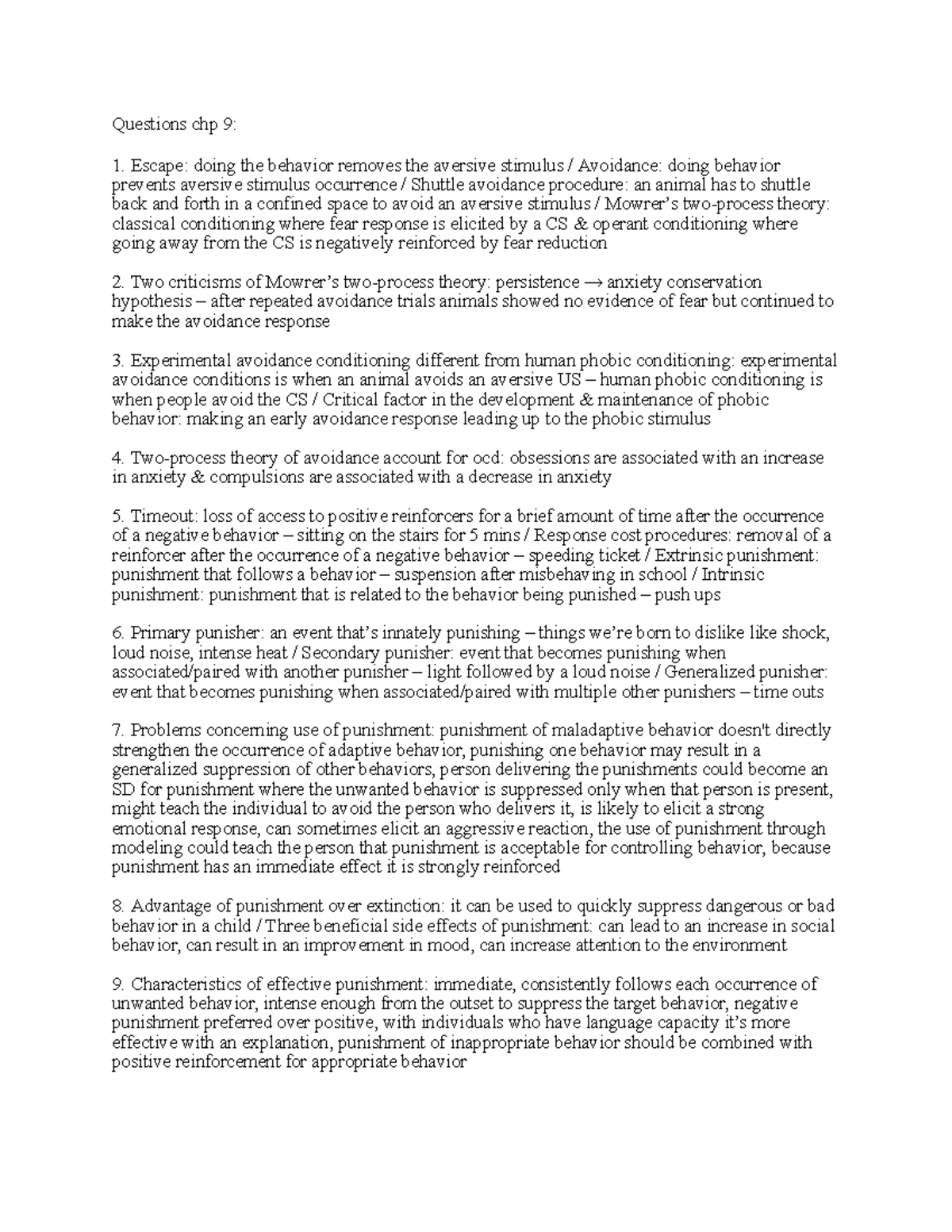 Textbook/Lecture Chapter 9 Study Questions - Questions chp 9: Escape ...