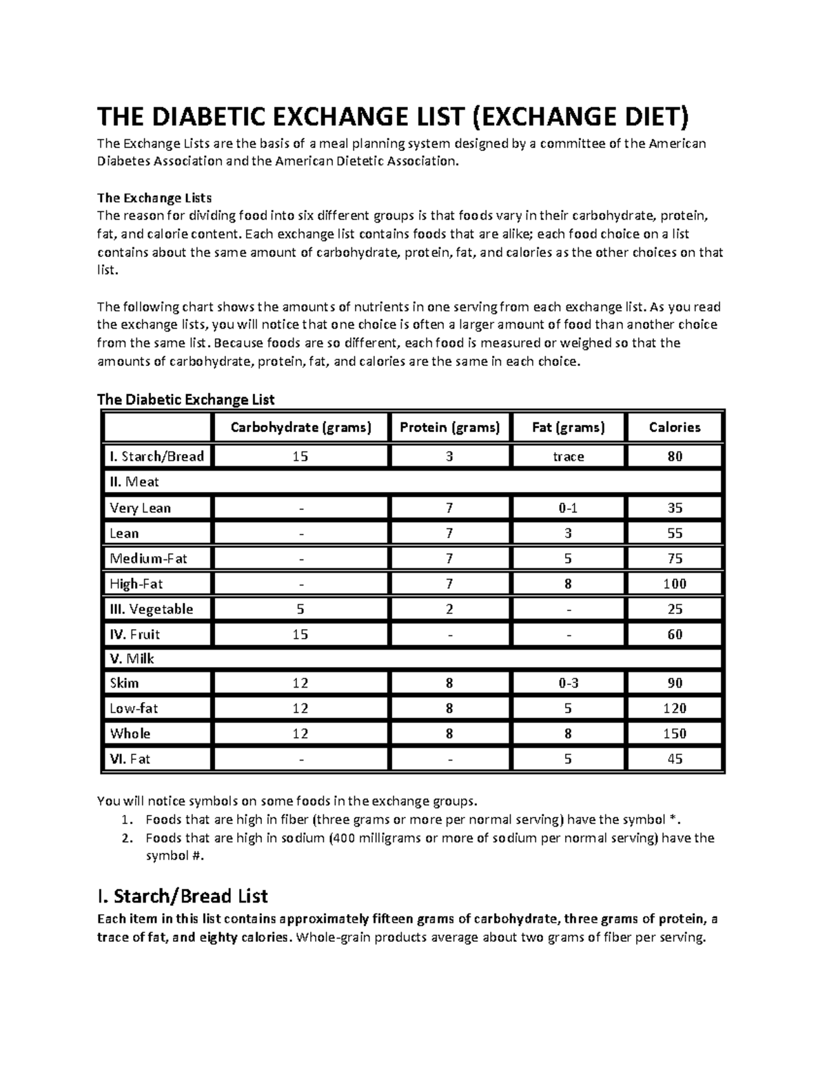 THE Diabetic Exchange LIST THE DIABETIC EXCHANGE LIST EXCHANGE DIET THE Diabetic Exchange LIST THE DIABETIC EXCHANGE LIST EXCHANGE DIET