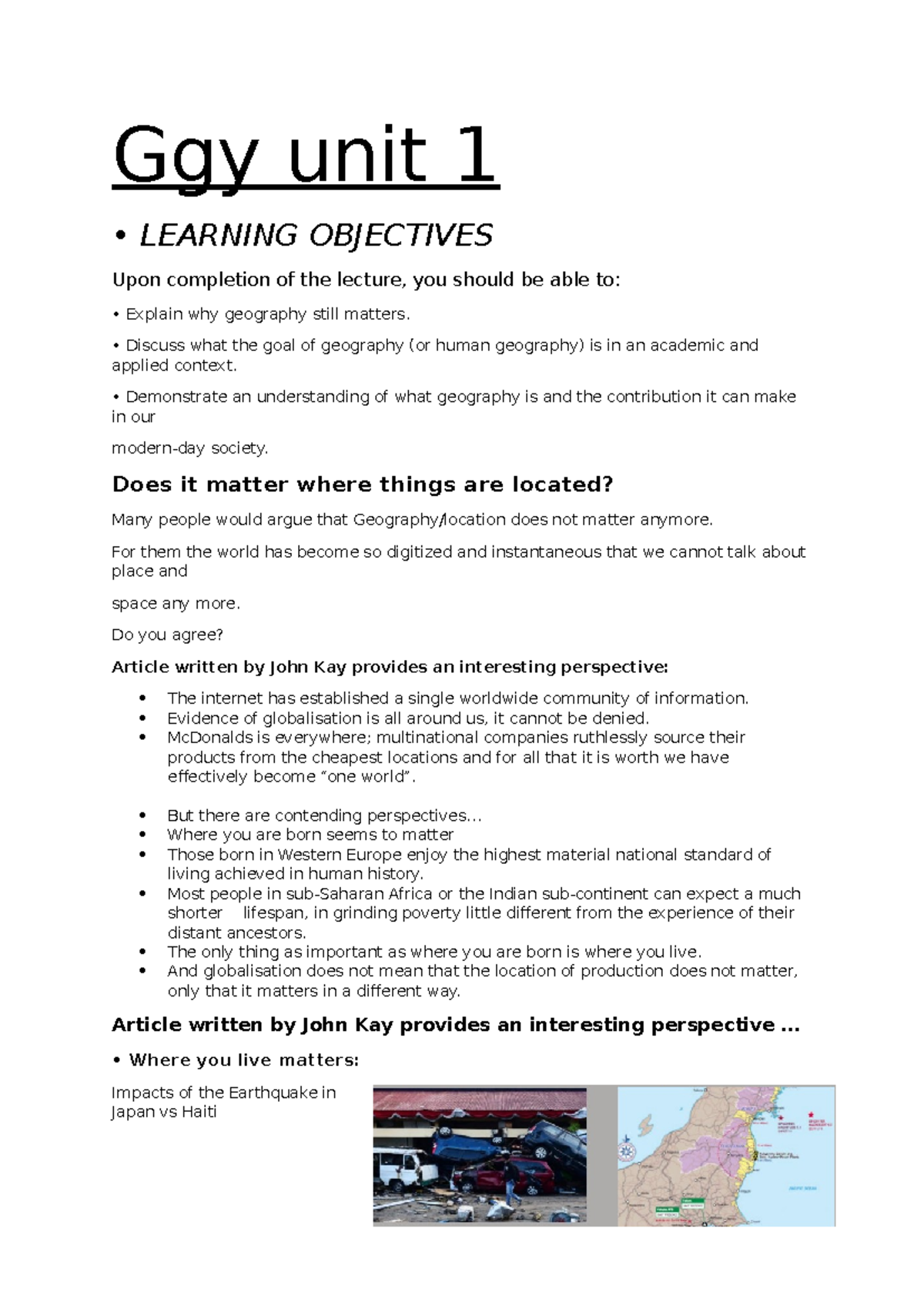 Ggy unit 1 - Ggy unit 1 • LEARNING OBJECTIVES Upon completion of the ...