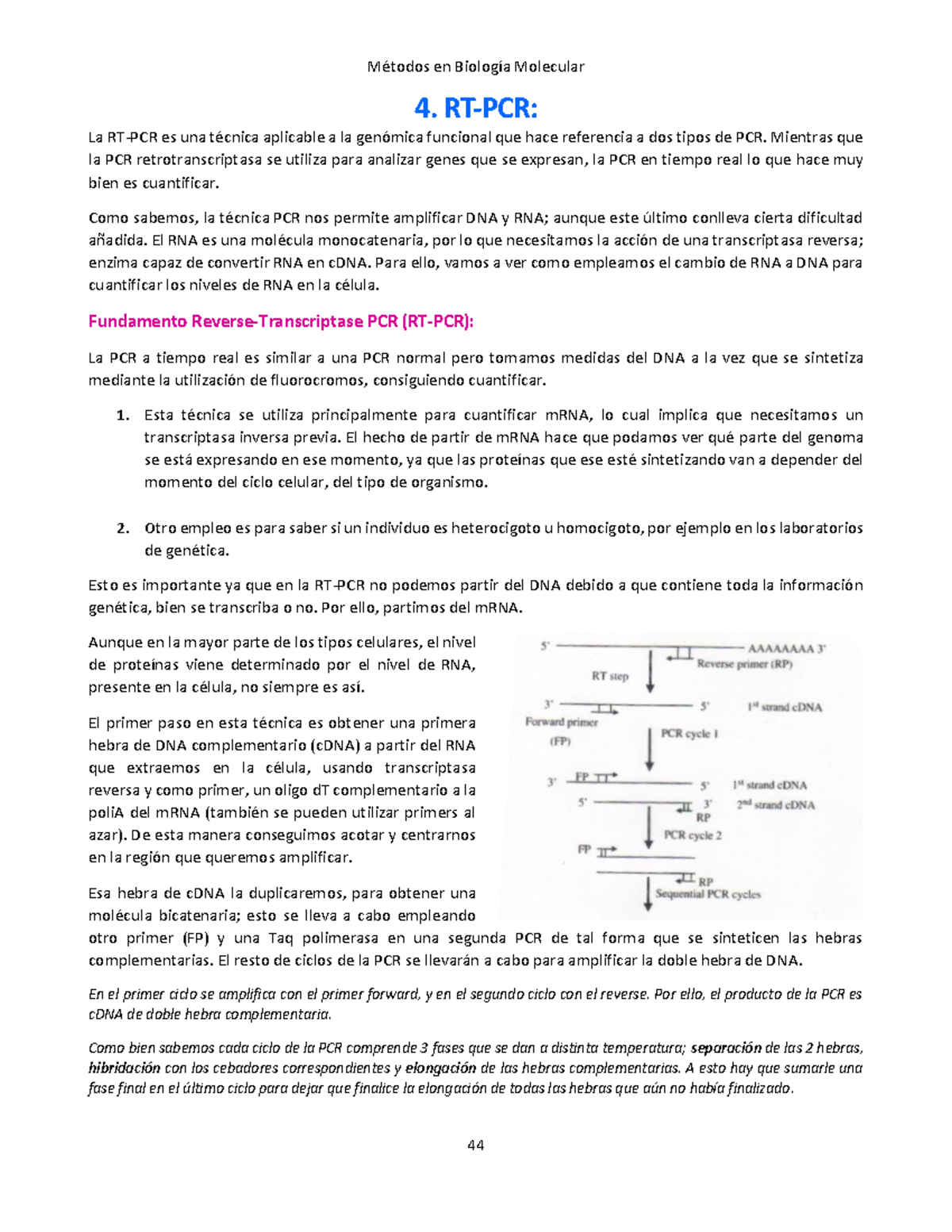 Reverse-Transcriptase PCR - Métodos en Biología Molecular 4. RT-PCR: La ...