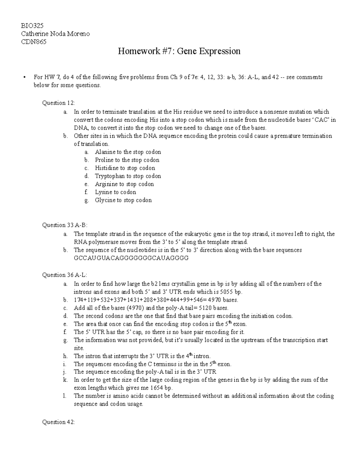 Homework# 7 - try - BIO Catherine Noda Moreno CDN Homework #7: Gene ...