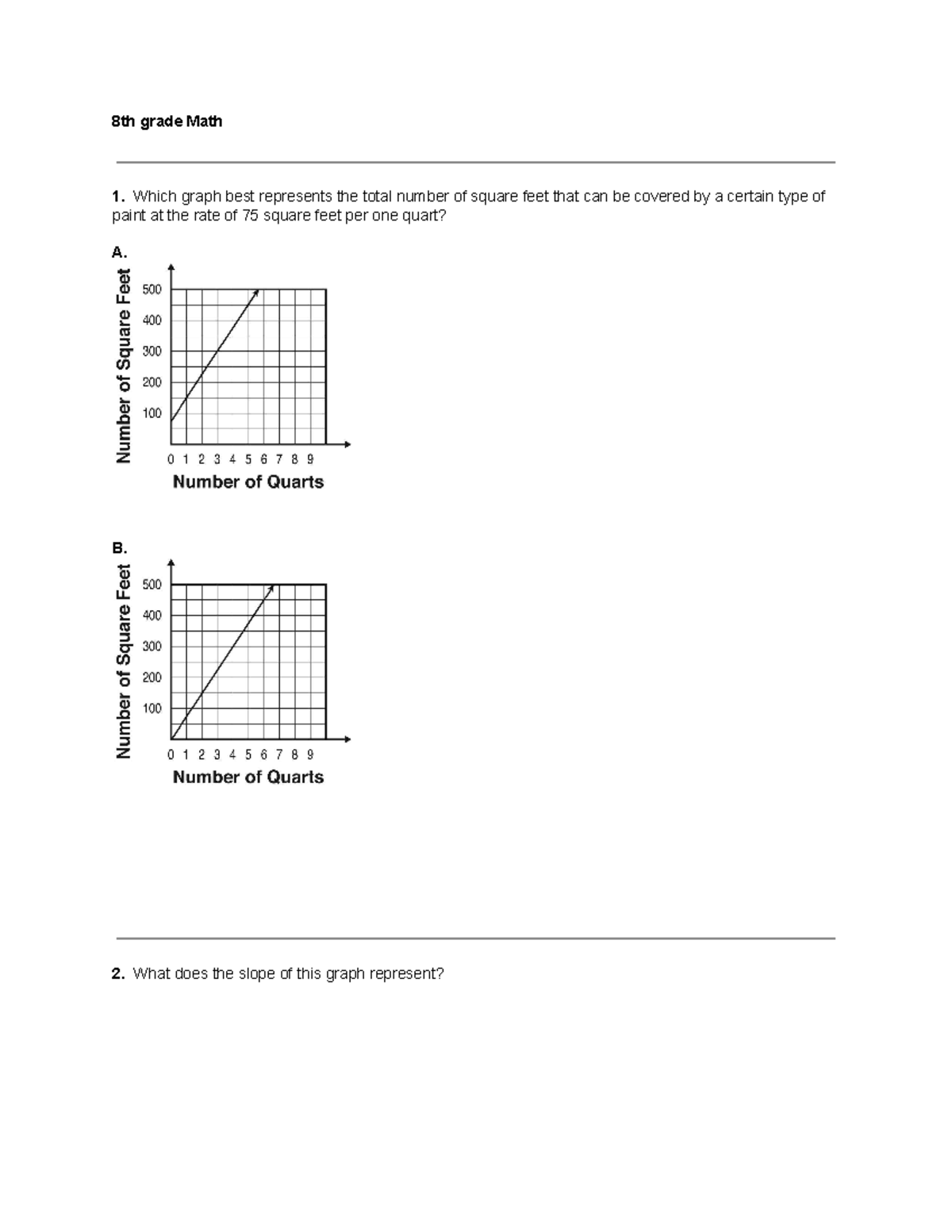 8th grade Math - Math test teacher used for content - 8th grade Math 1 ...