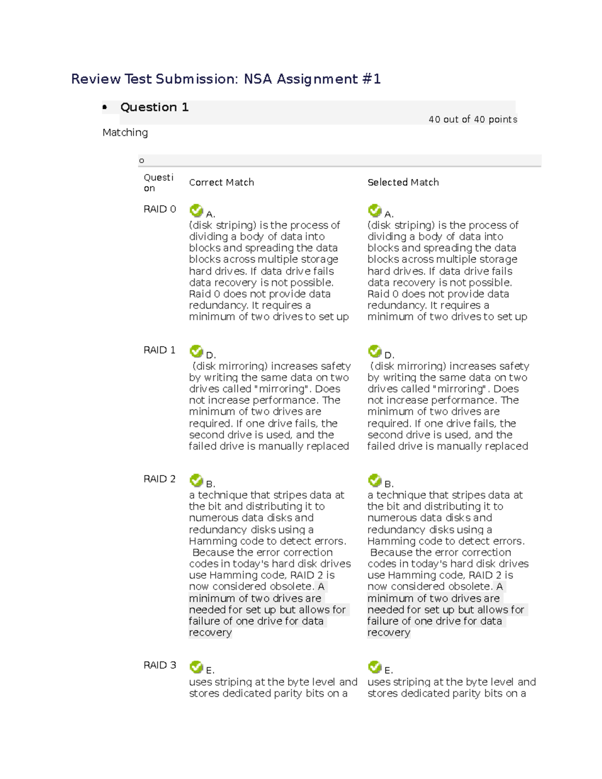 CNET 155 QIUZ RAID Matching - Review Test Submission: NSA Assignment ...