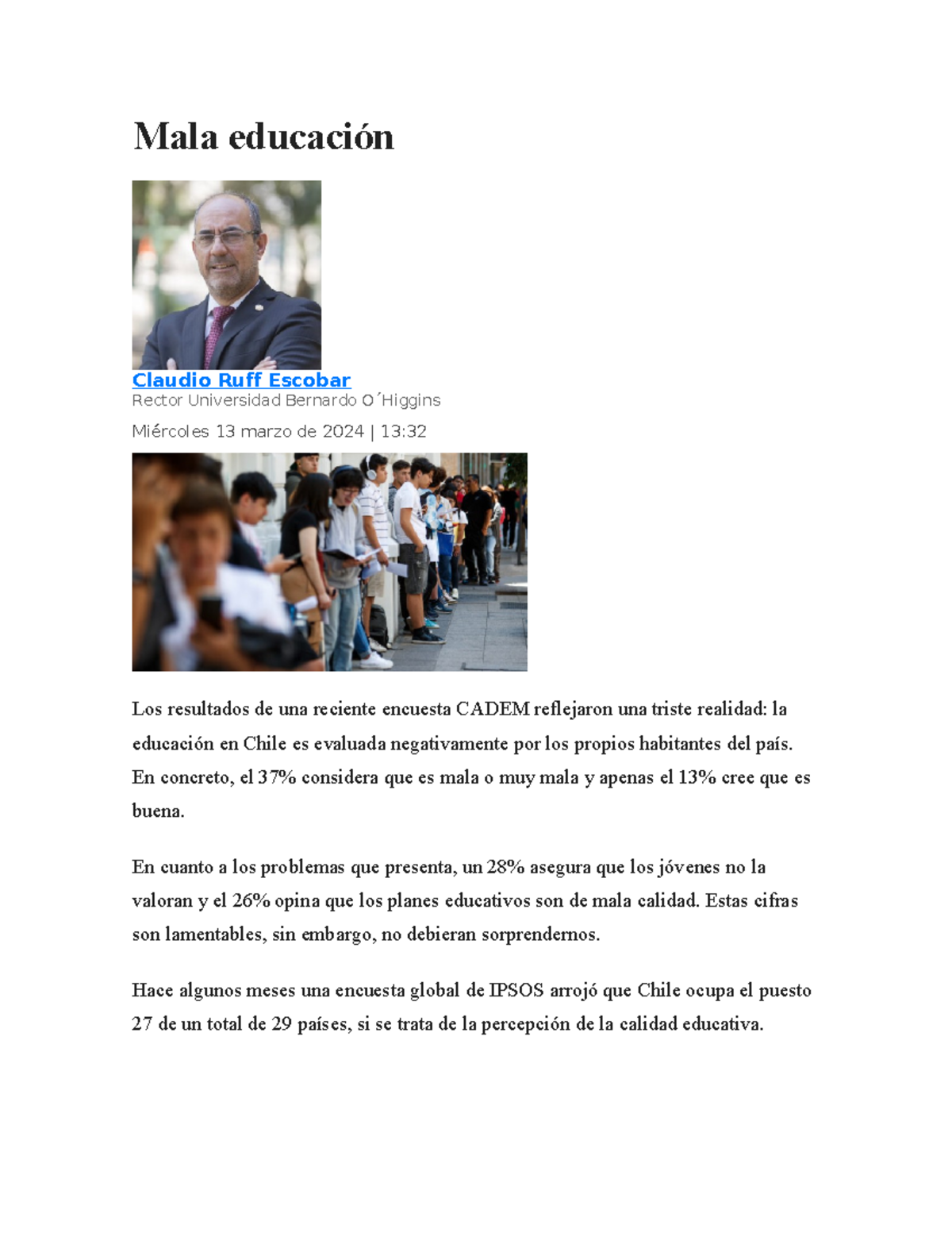 cuidado de zonas verdes en Calama - Mala educación Claudio Ruff Escobar ...