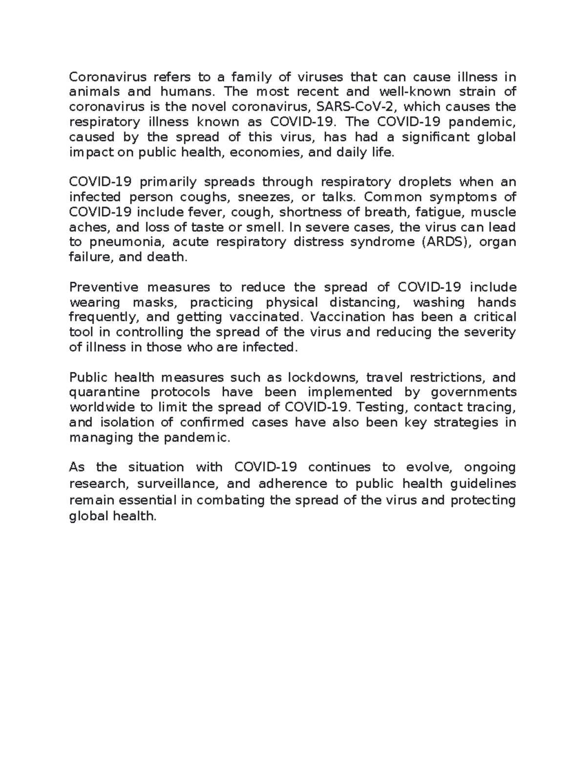 Microbiology- Coronavirus - Coronavirus refers to a family of viruses ...
