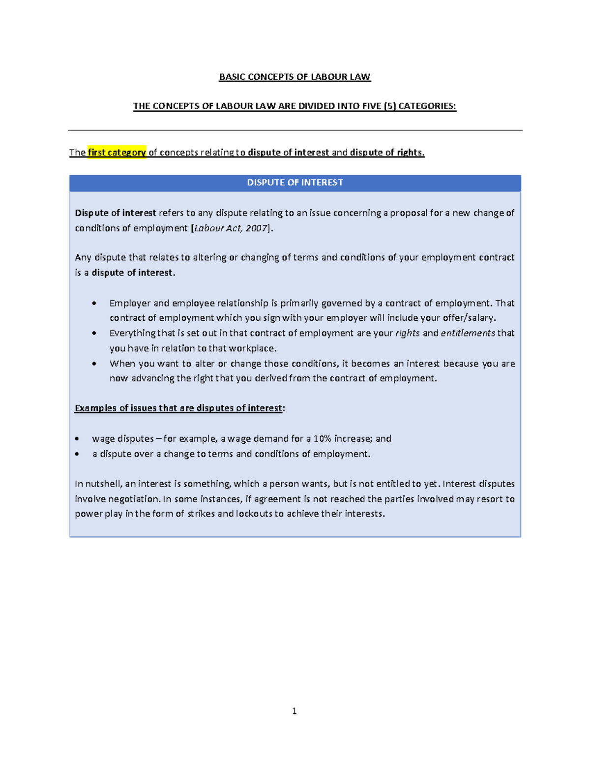 Basic concepts of labour law 2022 by Tuyeni - BASIC CONCEPTS OF LABOUR ...