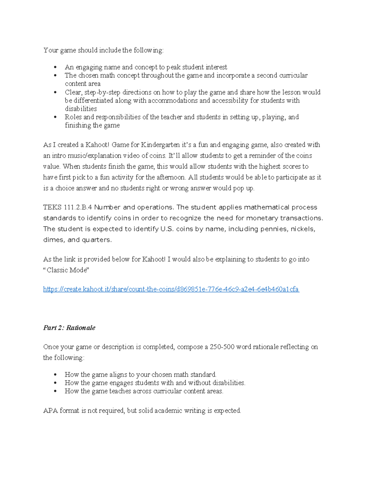 Engaging All Students Through Academic Games - Your game should include ...