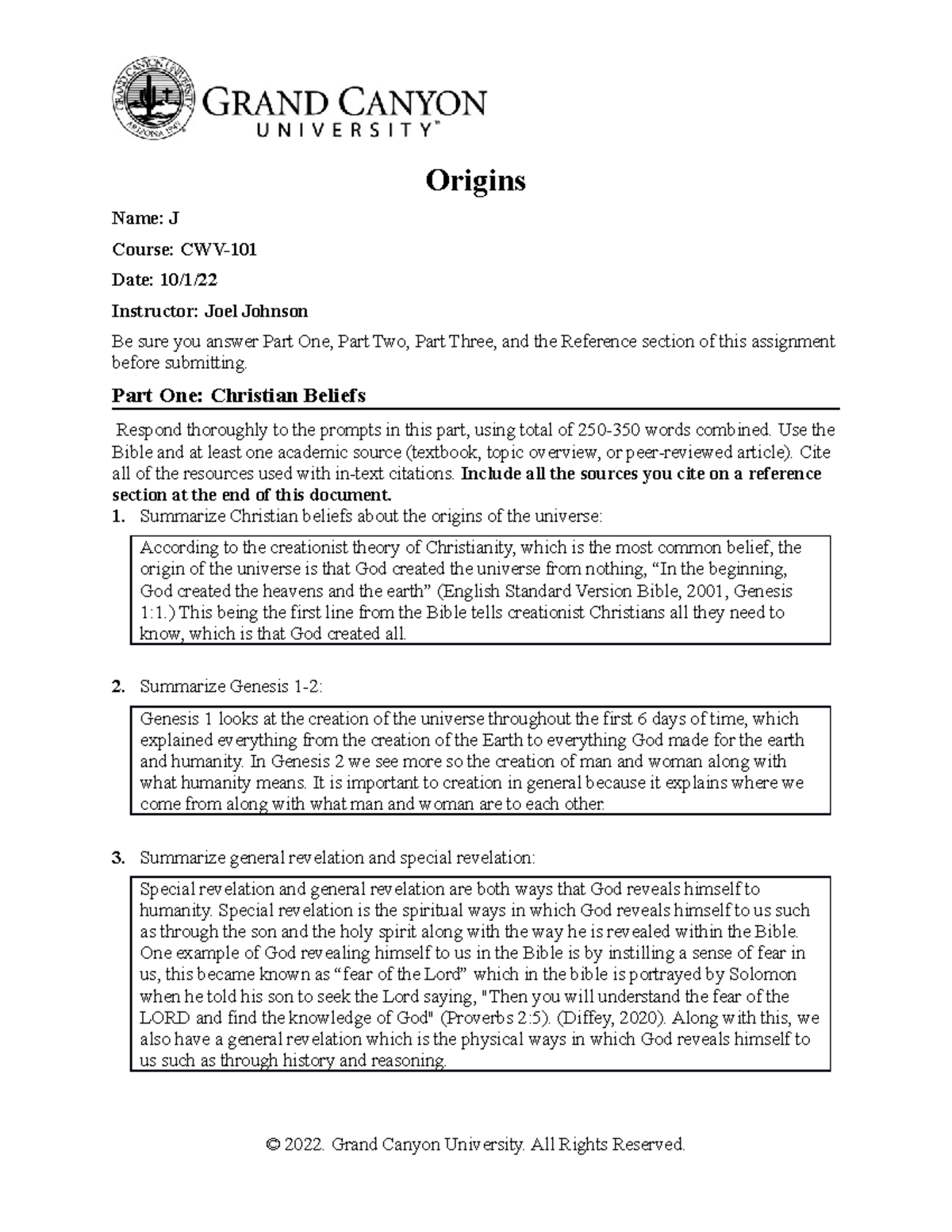 CWV 101 301 RS T2Origins Online - Origins Name: J Course: CWV- Date: 10 ...