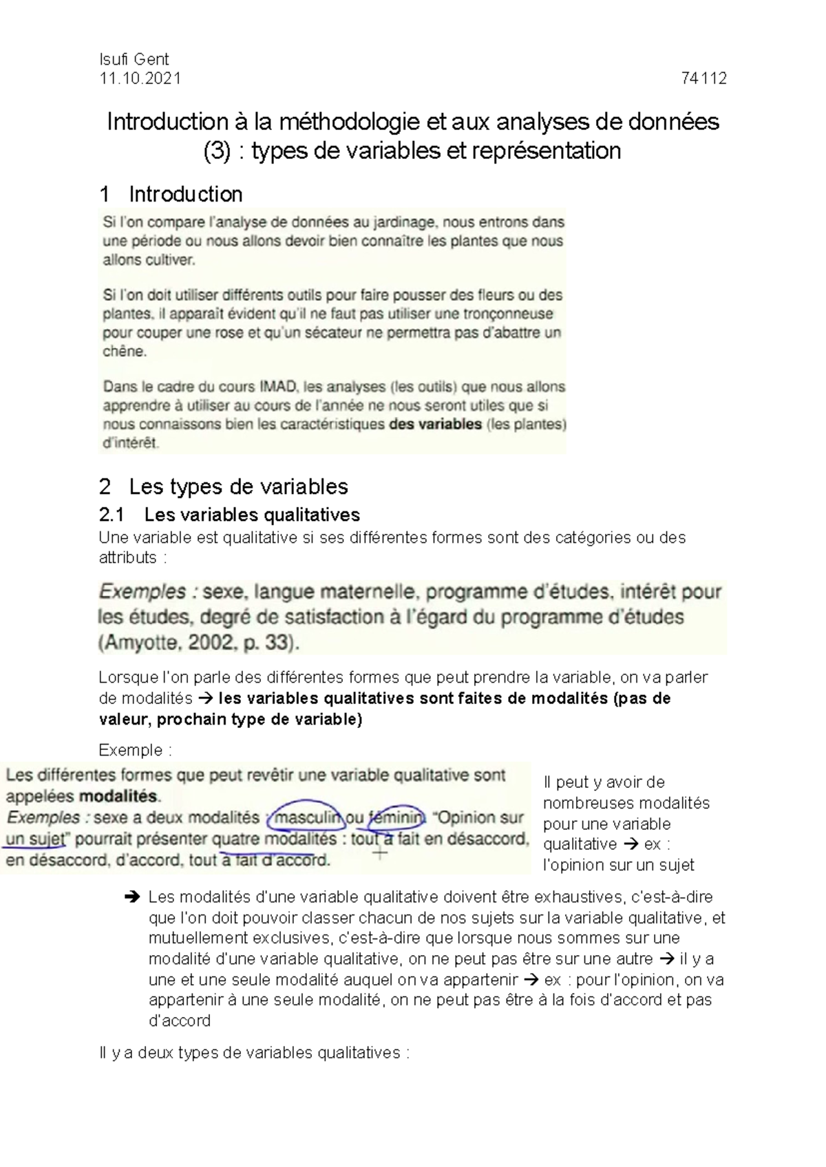 Cours 3 types de variables et représentation - 11.10 74112 Introduction à la méthodologie et aux ...