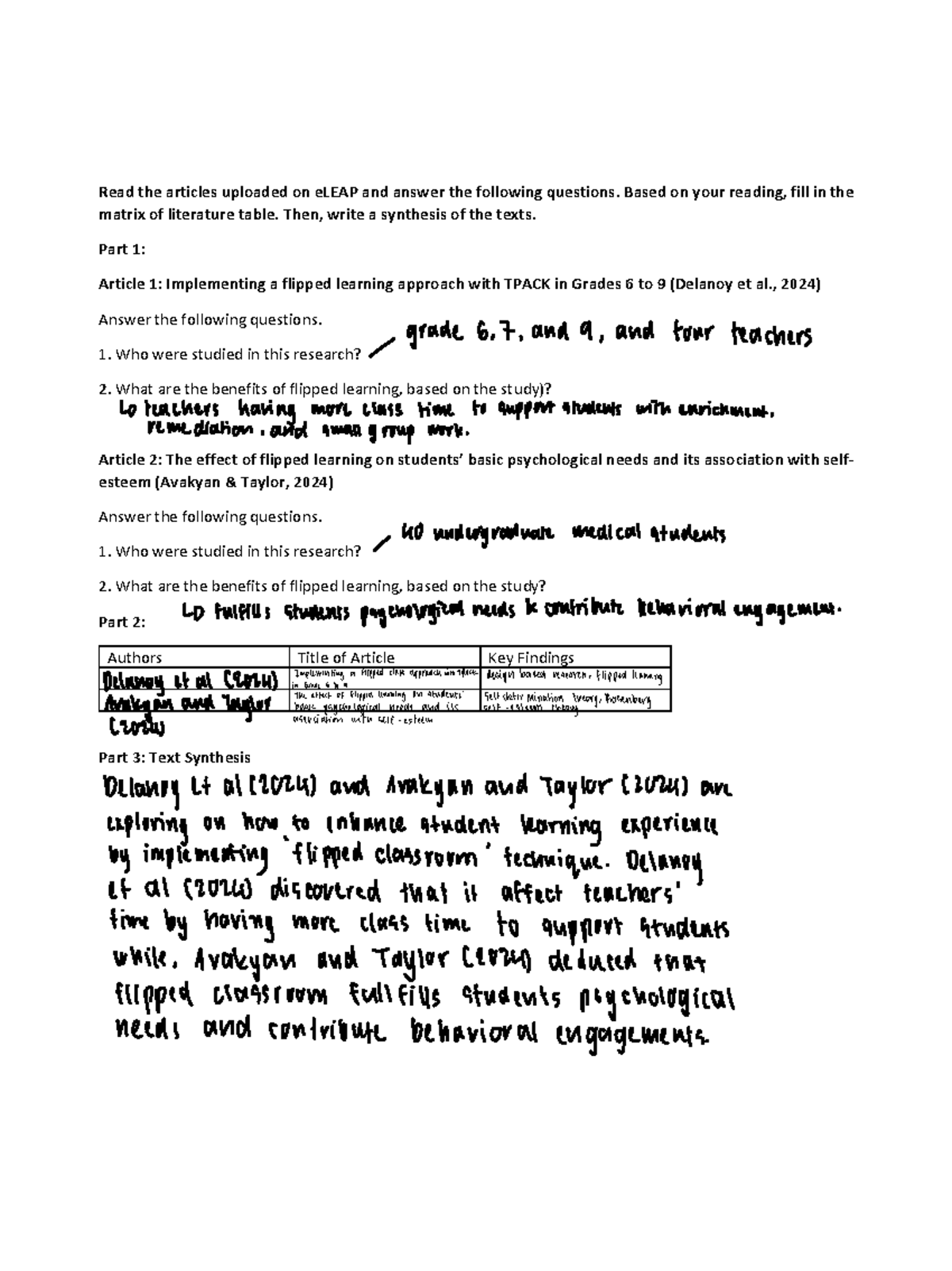 Exercise week 4 - Read the articles uploaded on eLEAP and answer the following questions. Based ...