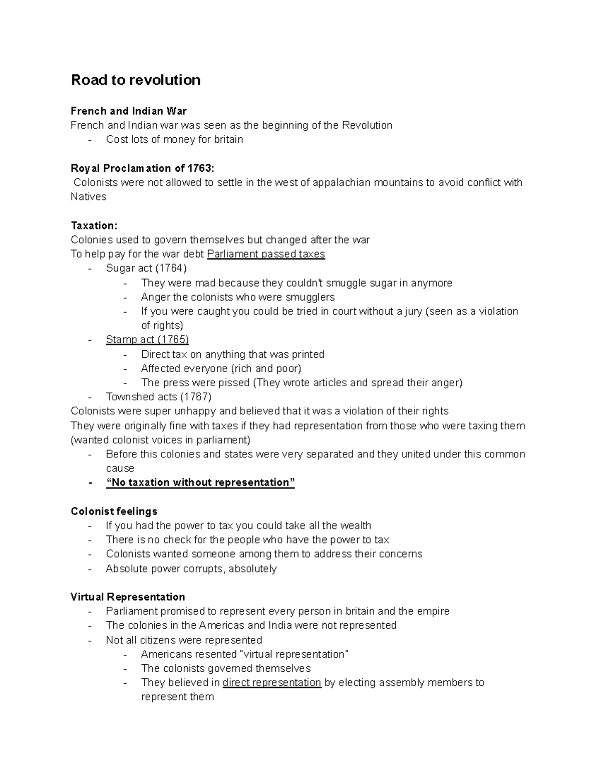 9 10 Notes - Road to Revolution - Road to revolution French and Indian ...