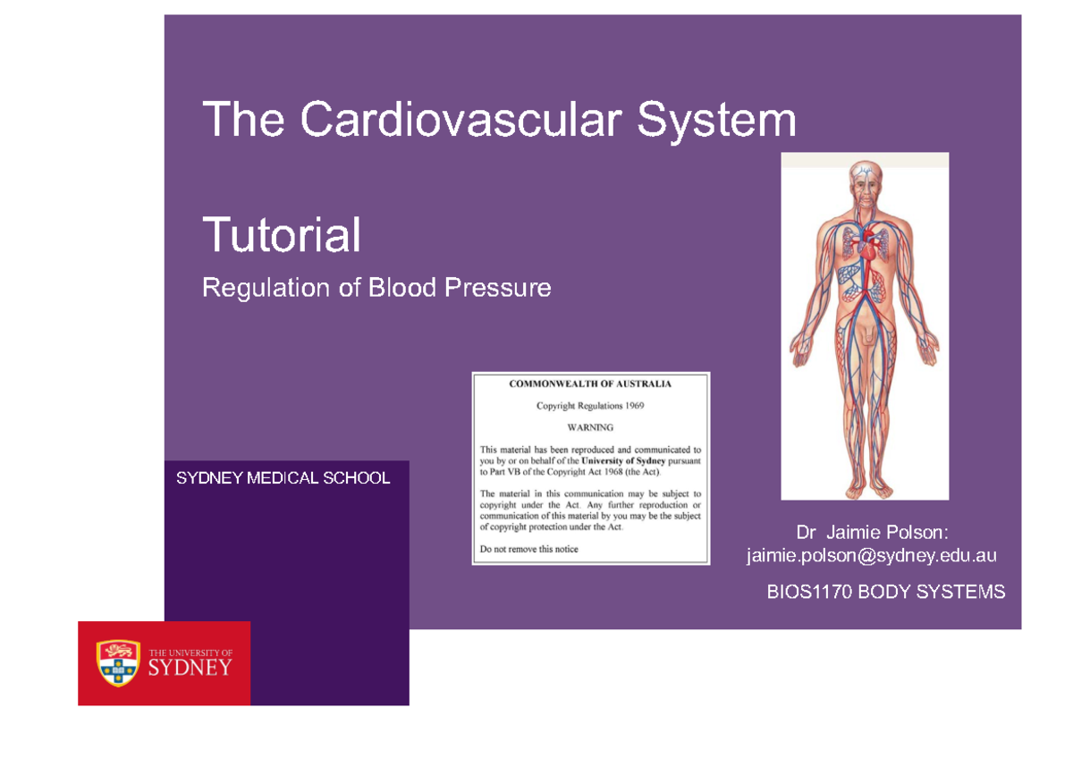 Control of Blood Pressure tutorial notes + answers - SYDNEY MEDICAL ...