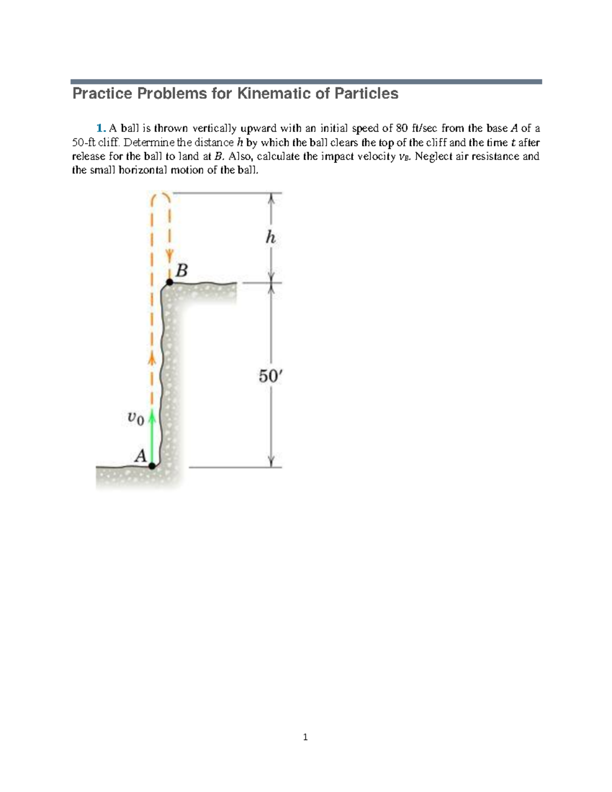 Problem Set 1 Kinematics Of Particlespdf Practice Problems For Kinematic Of Particles 1 A