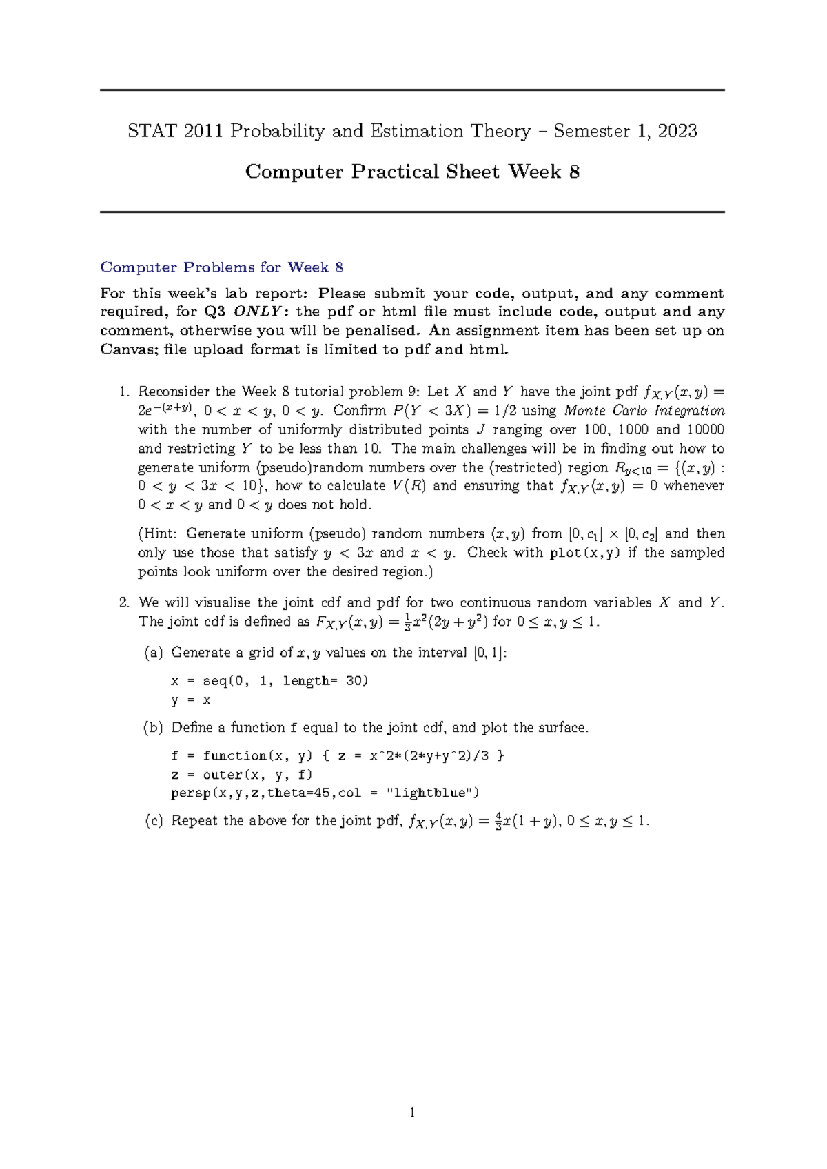 Comp08 - tutorial work - STAT 2011 Probability and Estimation Theory ...