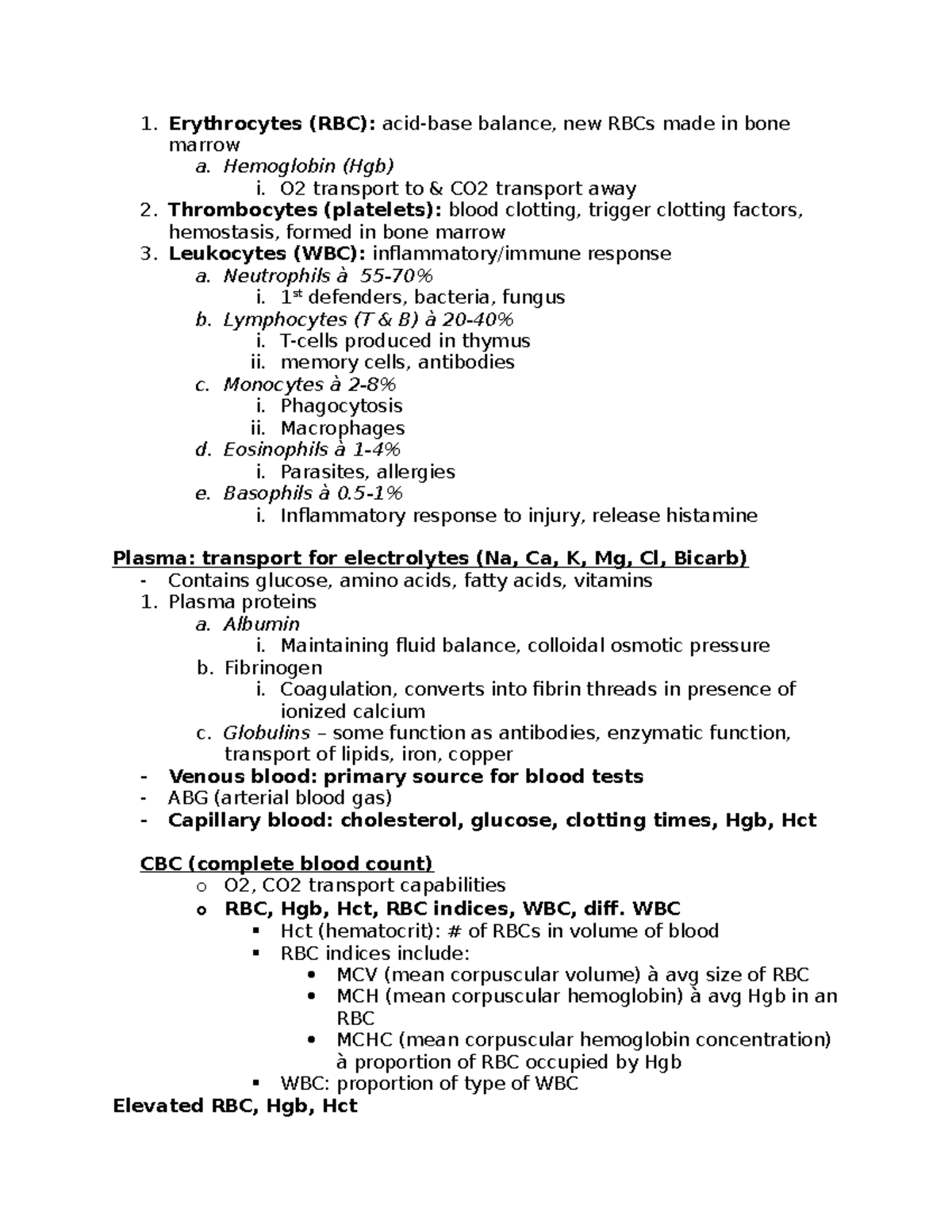 Units 6-8 - EXAM 3 NOTES. MEDICATION ADMINISTRATION - Erythrocytes (RBC ...