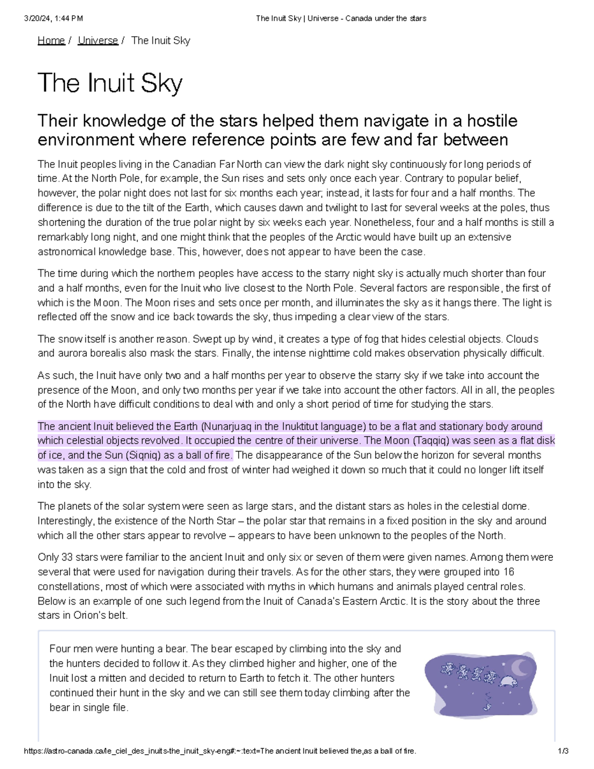 Activity - Mythology Jigsaw 2324 - Reading - Inuit Sky - 3/20/24, 1:44 ...