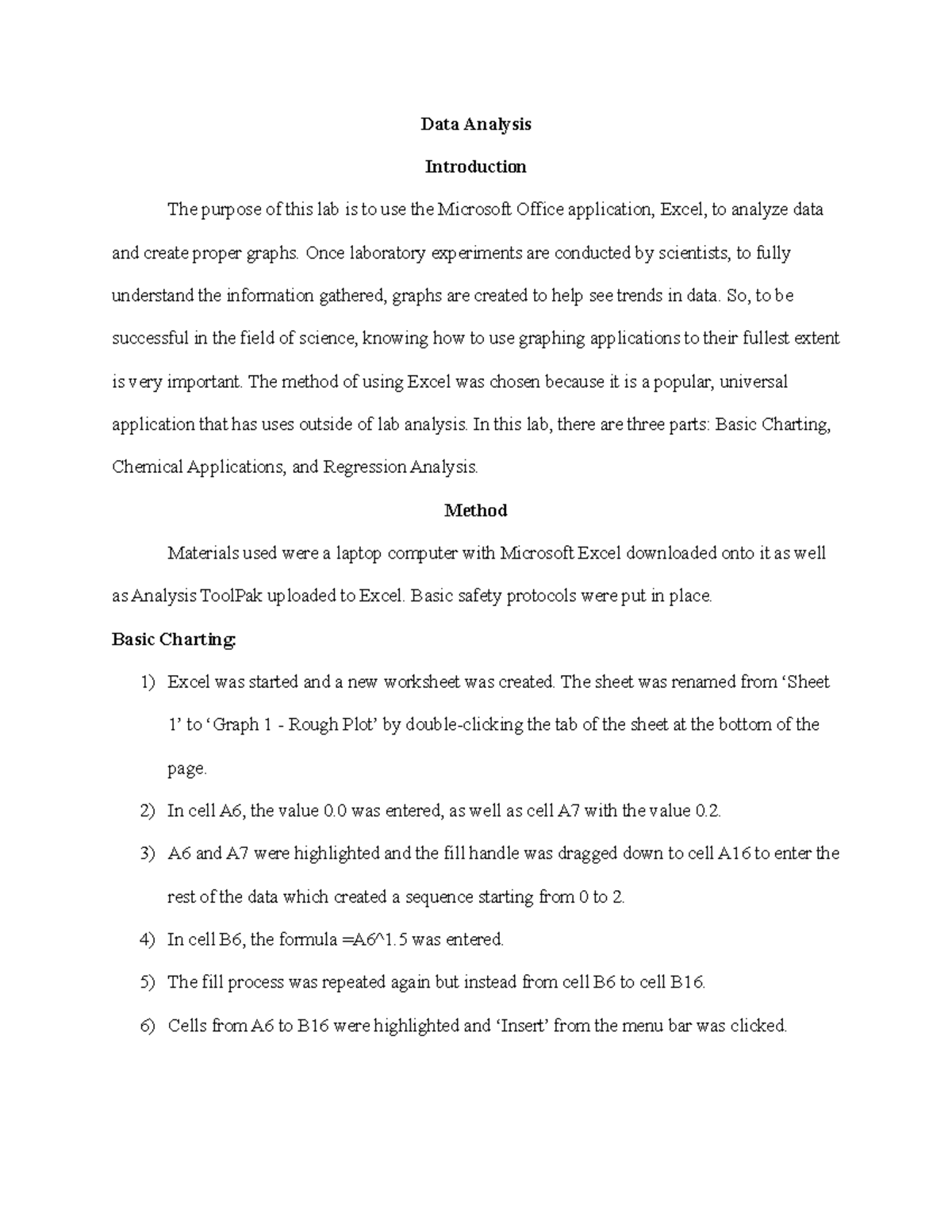 Lab Report Data Analysis - Chem 112 - queensu - Studocu