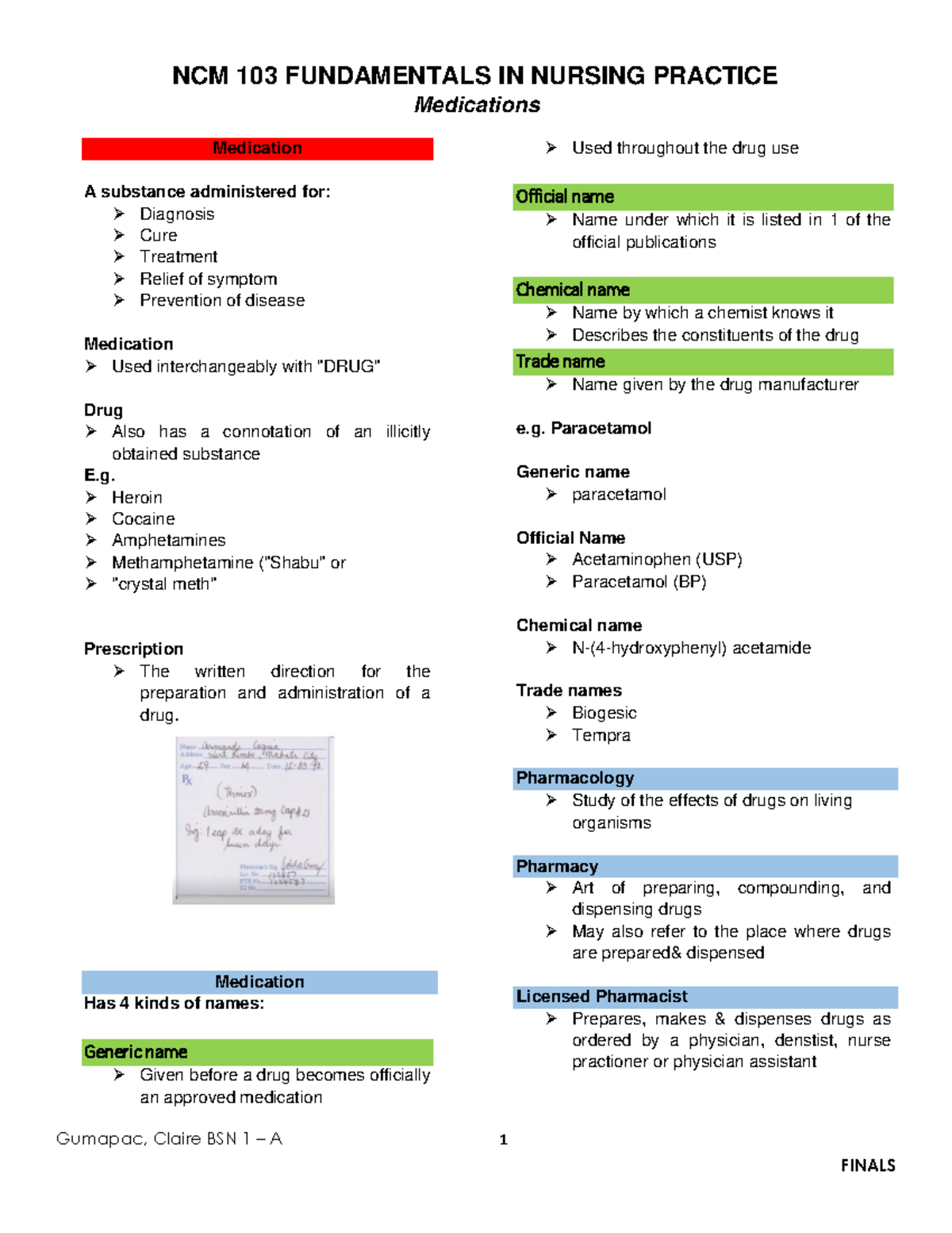 NCM-103- Medications - hejajajanabsueisjz… - Medications Gumapac ...