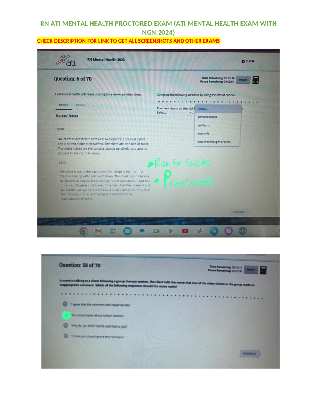 RN Mental Health (ATI RN Mental Health ) Proctored EXAM WITH NGN - Questions AND Answers 2024 ...