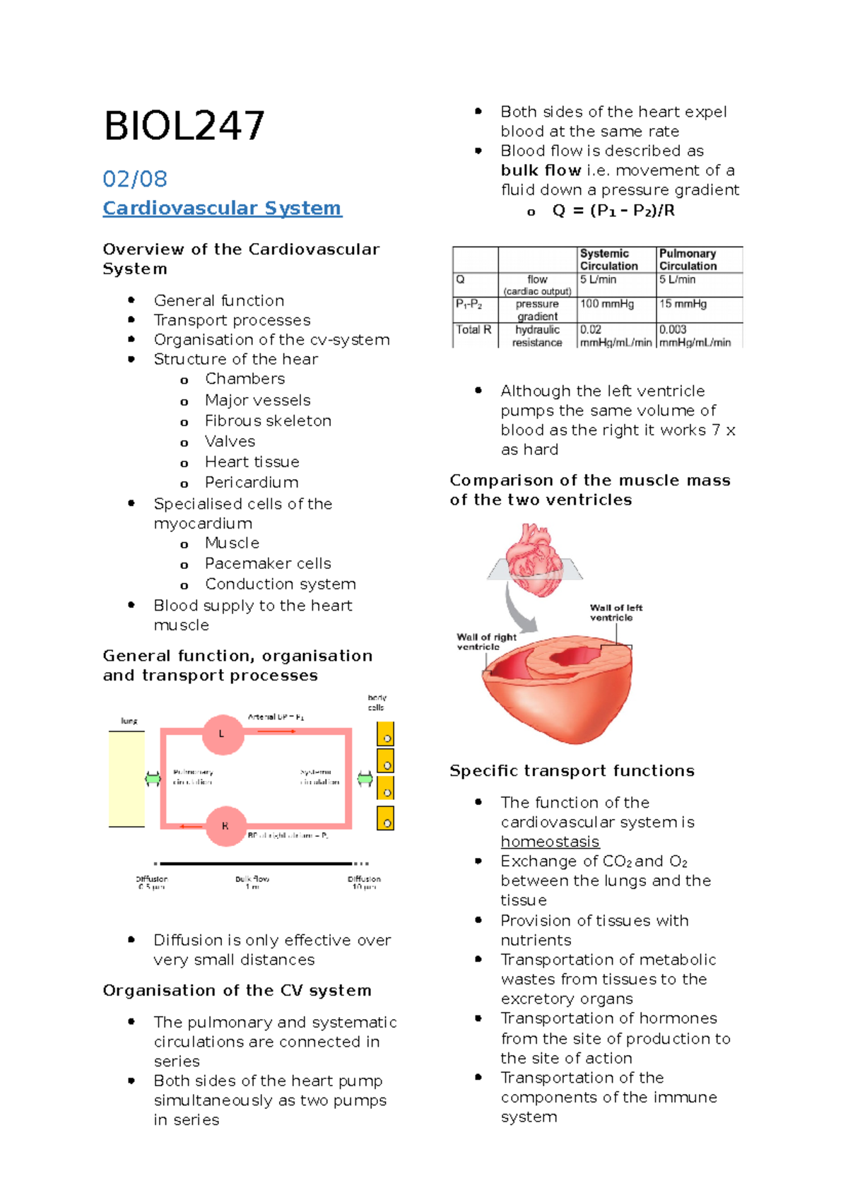 Lecture 1 - BIOL 02/ Cardiovascular System Overview of the ...