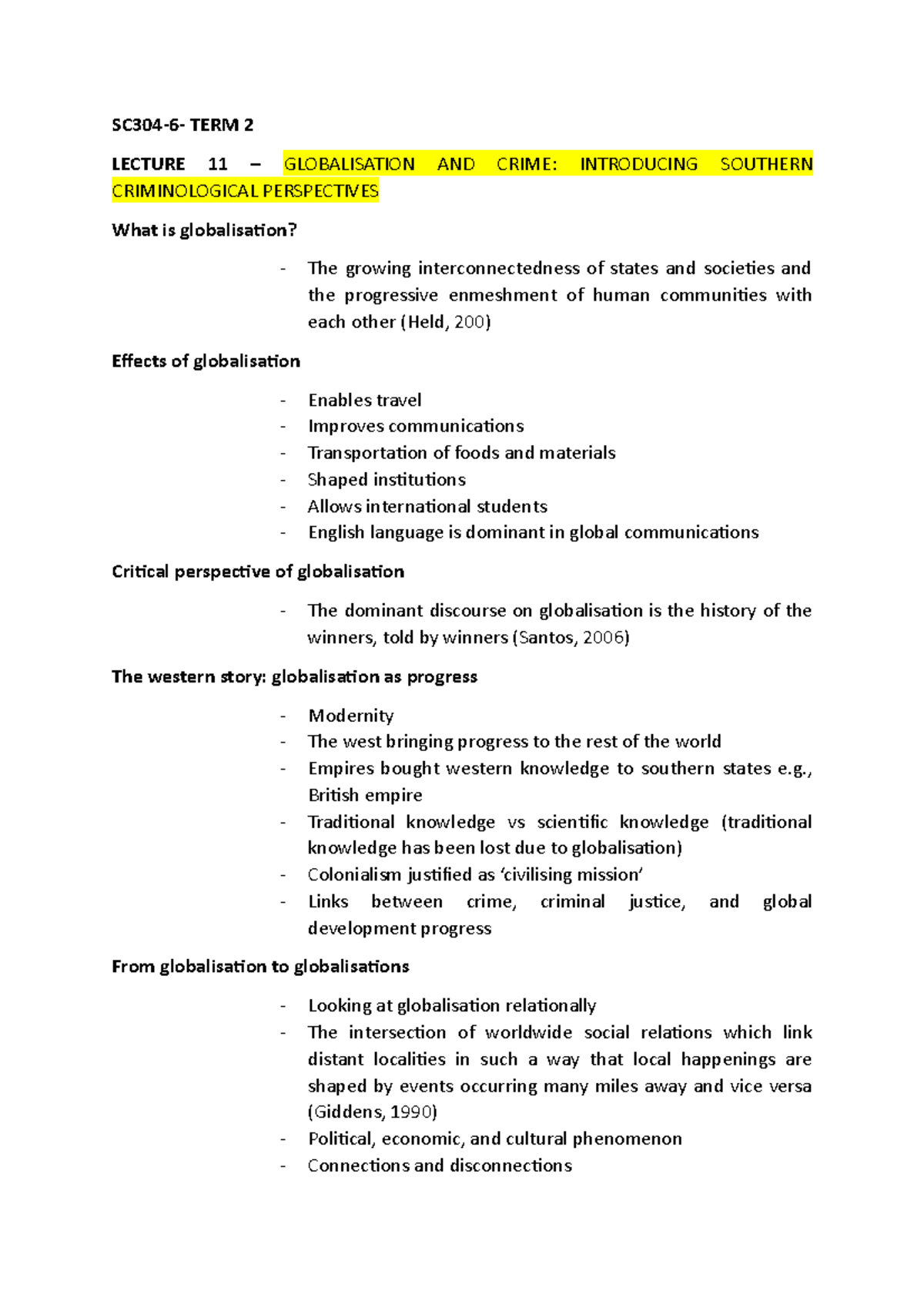 SC304 final revision notes term 2 - SC304-6- TERM 2 LECTURE 11 ...