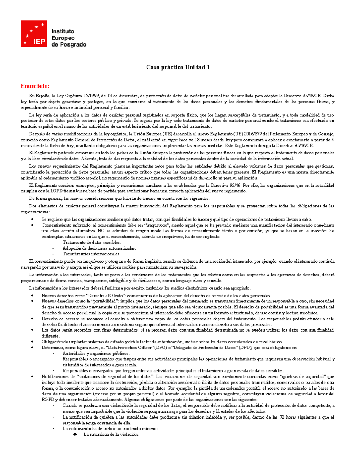 Caso práctico unidad 1 - CASO PRACTICO DE LA ASIGNATURA DIRECCION DE ...