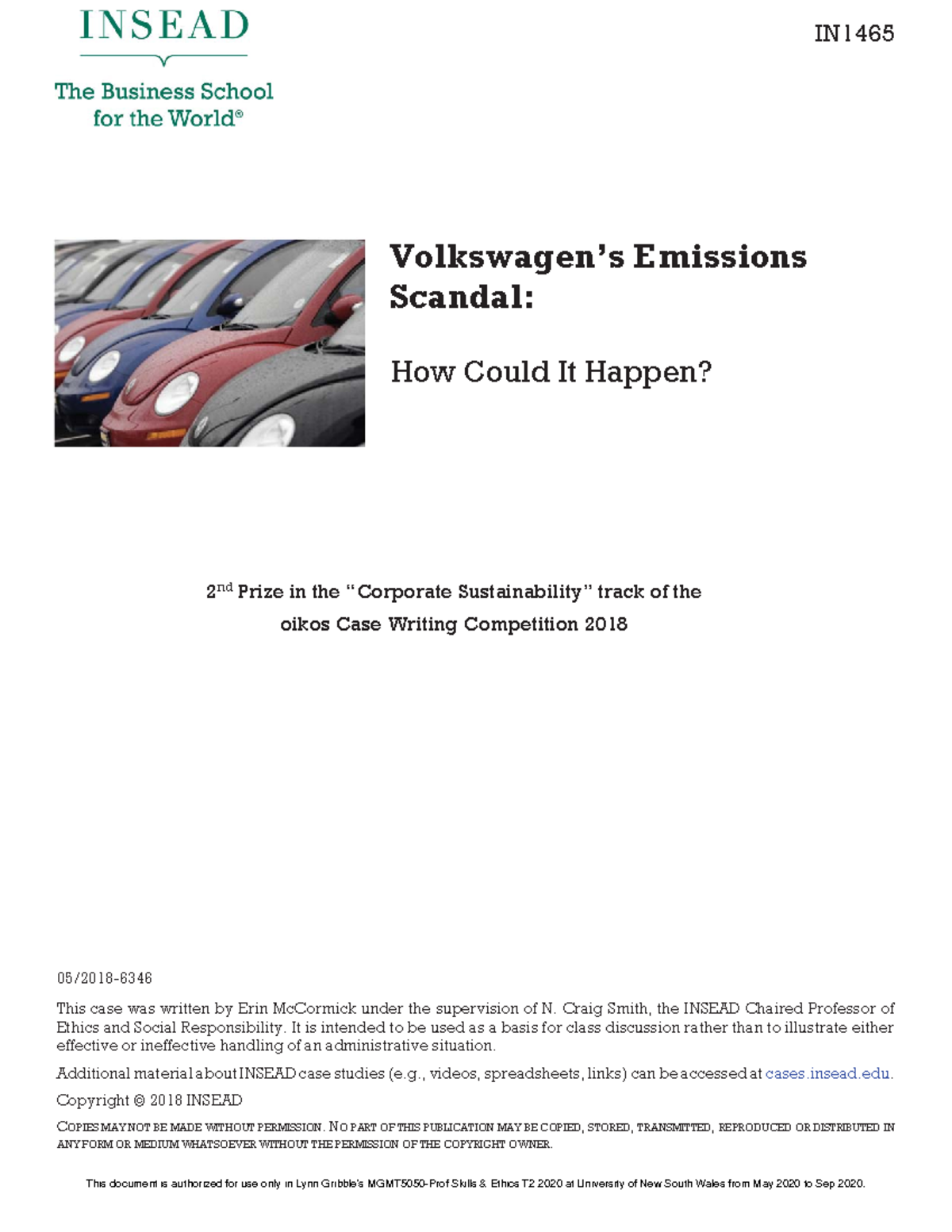 IN1465-PDF-ENG - Volkswagen - IN Volkswagen’s Emissions Scandal: How ...