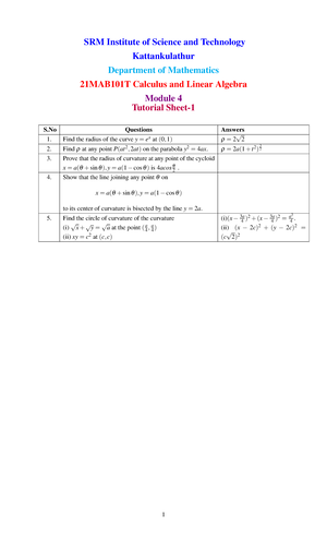 Assignment 1 21MAB101T - SRM Institute of Science and Technology ...