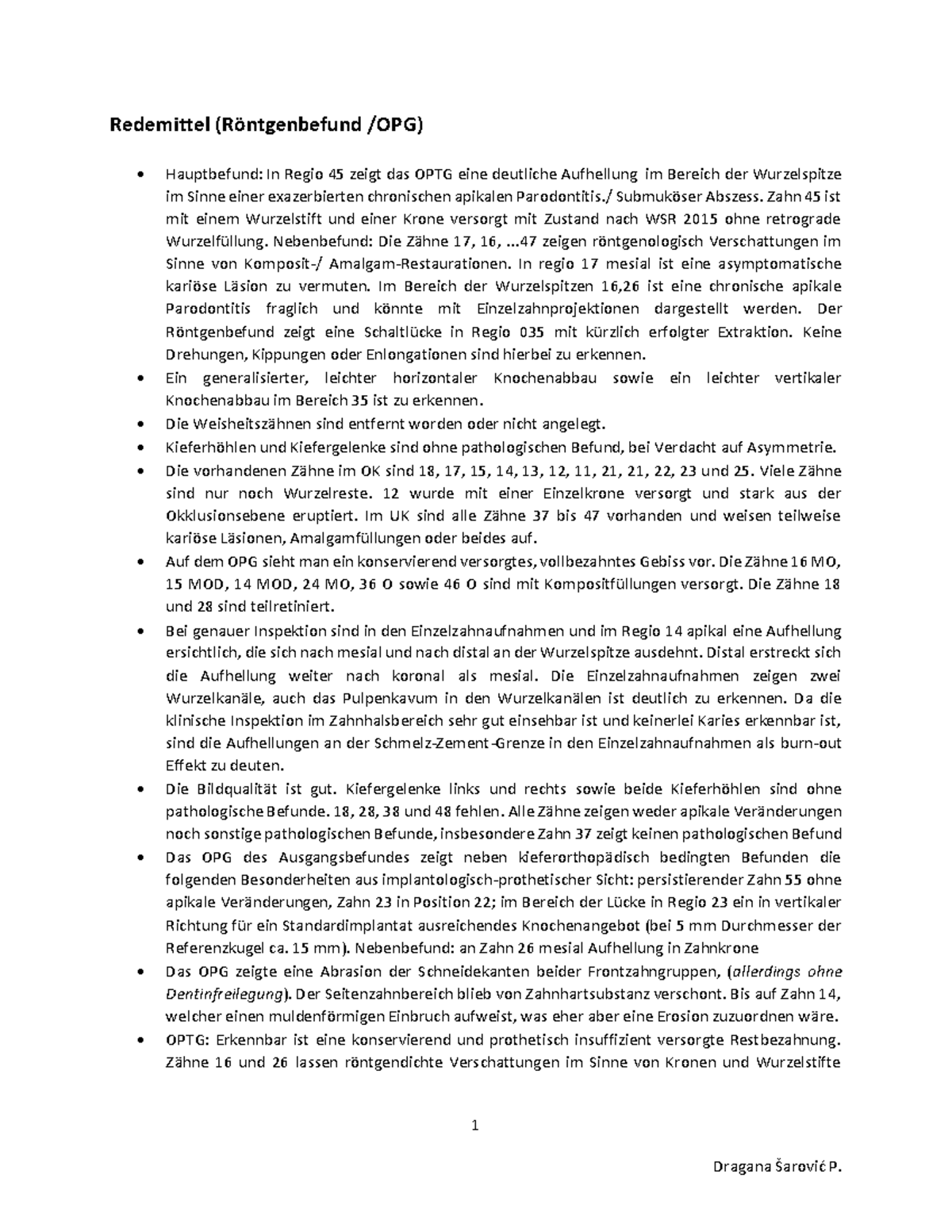 Redemittel OPG RTG - Zusammenfassung Mund-, Kiefer- und ...