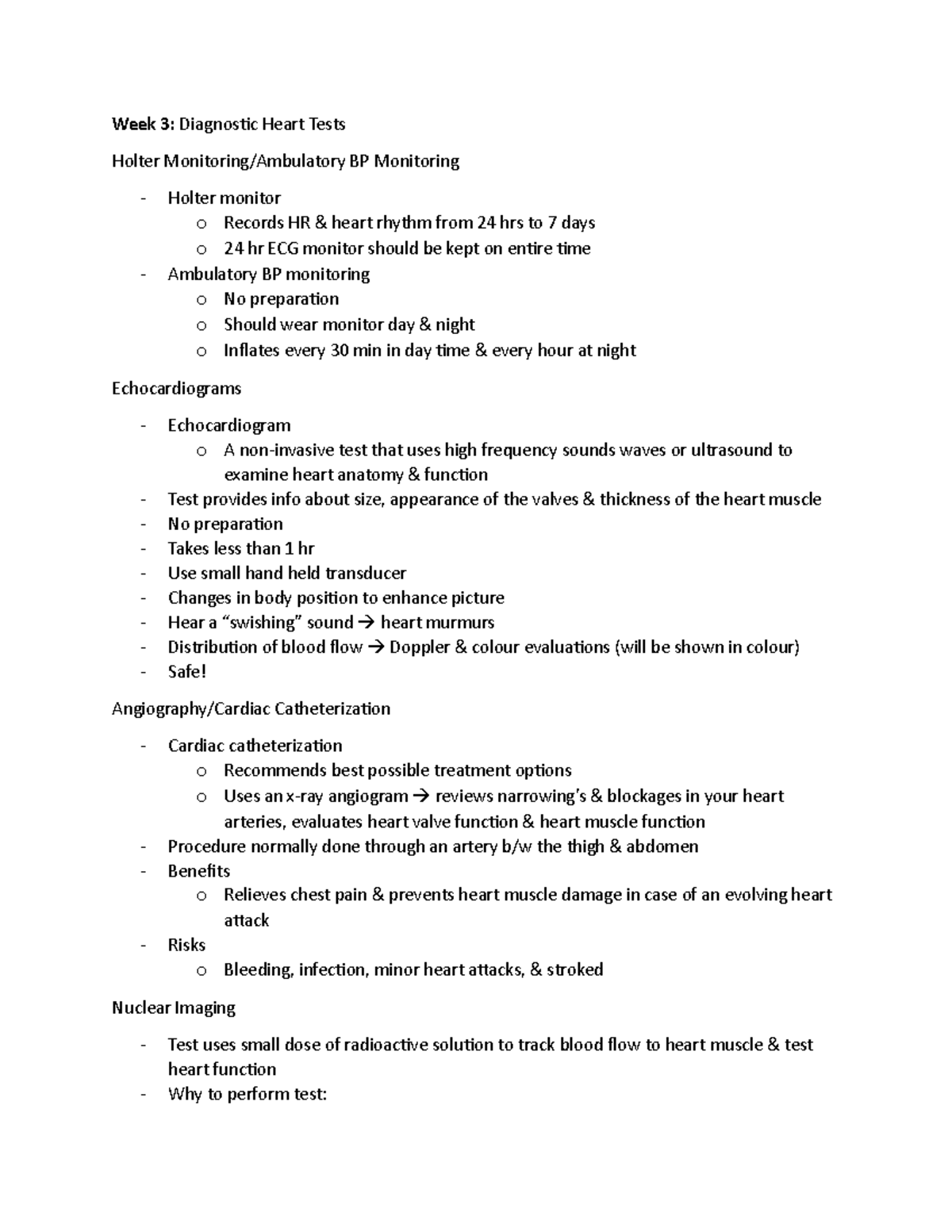 Week 3 - Diagnostic heart tests - Week 3: Diagnostic Heart Tests Holter ...